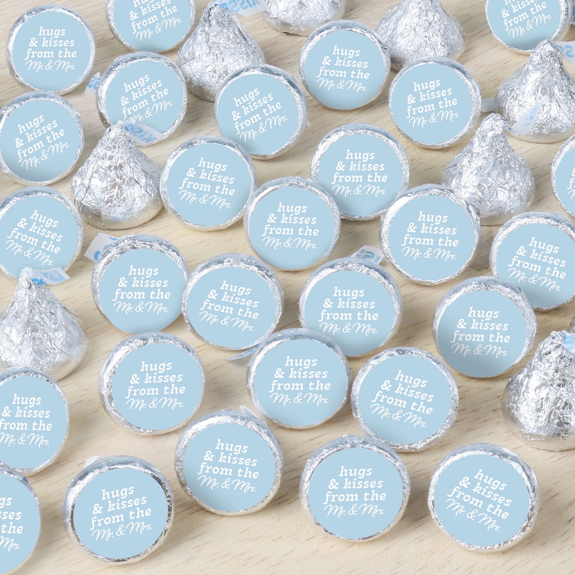 Big Dot of Happiness Dusty Blue Wedding Candy Stickers, Mr & Mrs ...