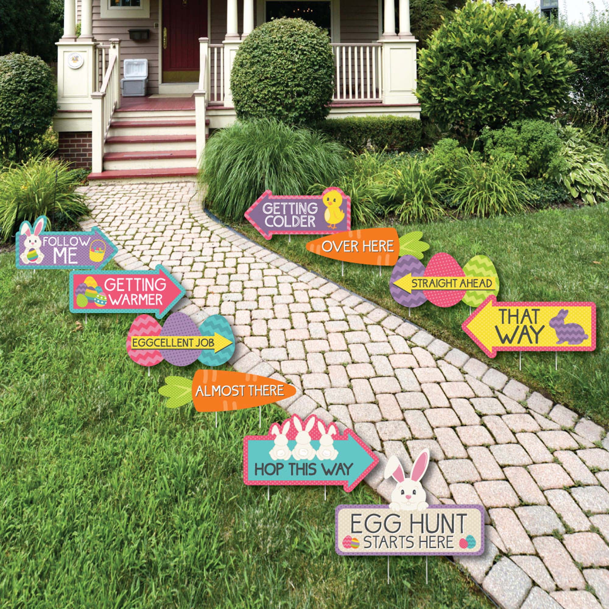 Big Dot of Happiness Easter Egg Hunt Arrow Yard Signs - Outdoor Easter ...