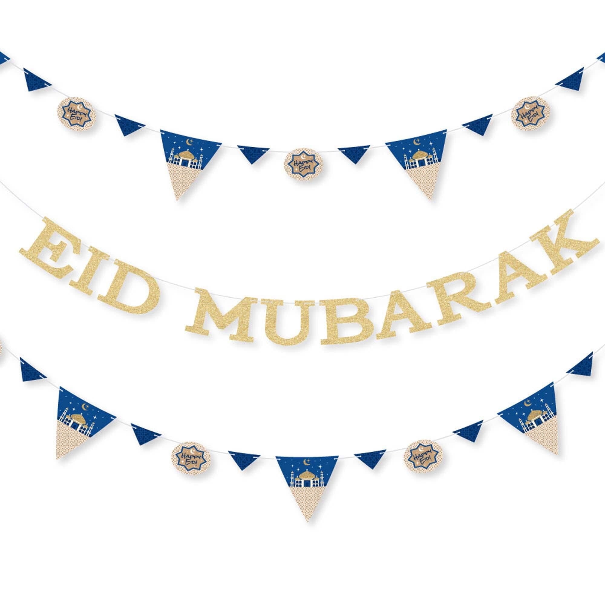 Big Dot of Happiness Eid Mubarak Letter Banner - Ramadan Decorations ...