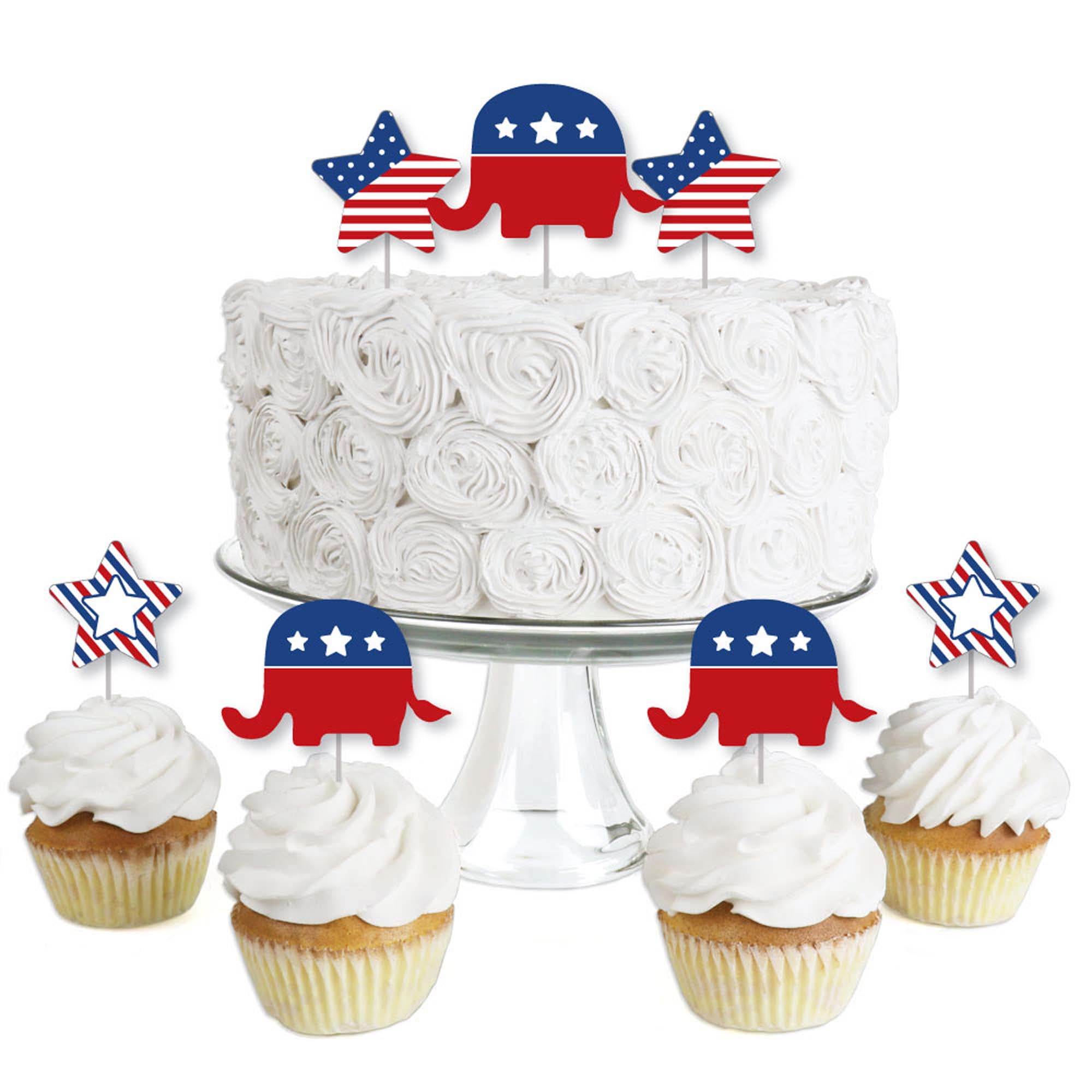 Big Dot of Happiness Election Republican - Dessert Cupcake Toppers ...