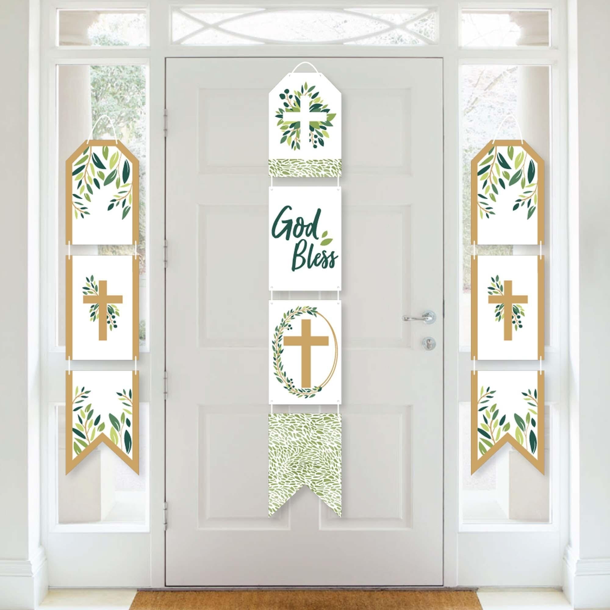 Big Dot of Happiness Elegant Cross - Hanging Vertical Paper Door ...