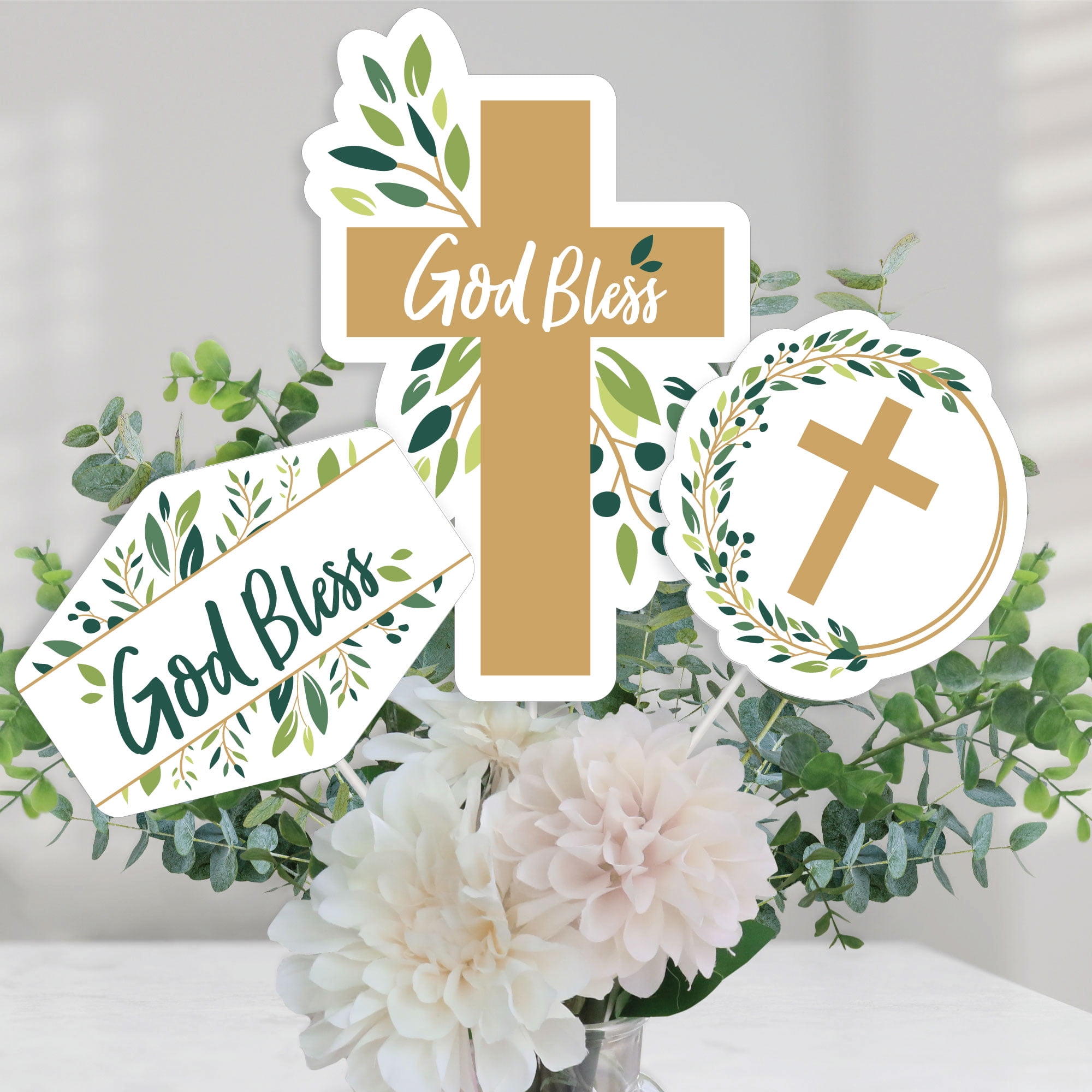 Elegant Cross Centerpiece Sticks - 15 Pack Religious Party Decorations ...