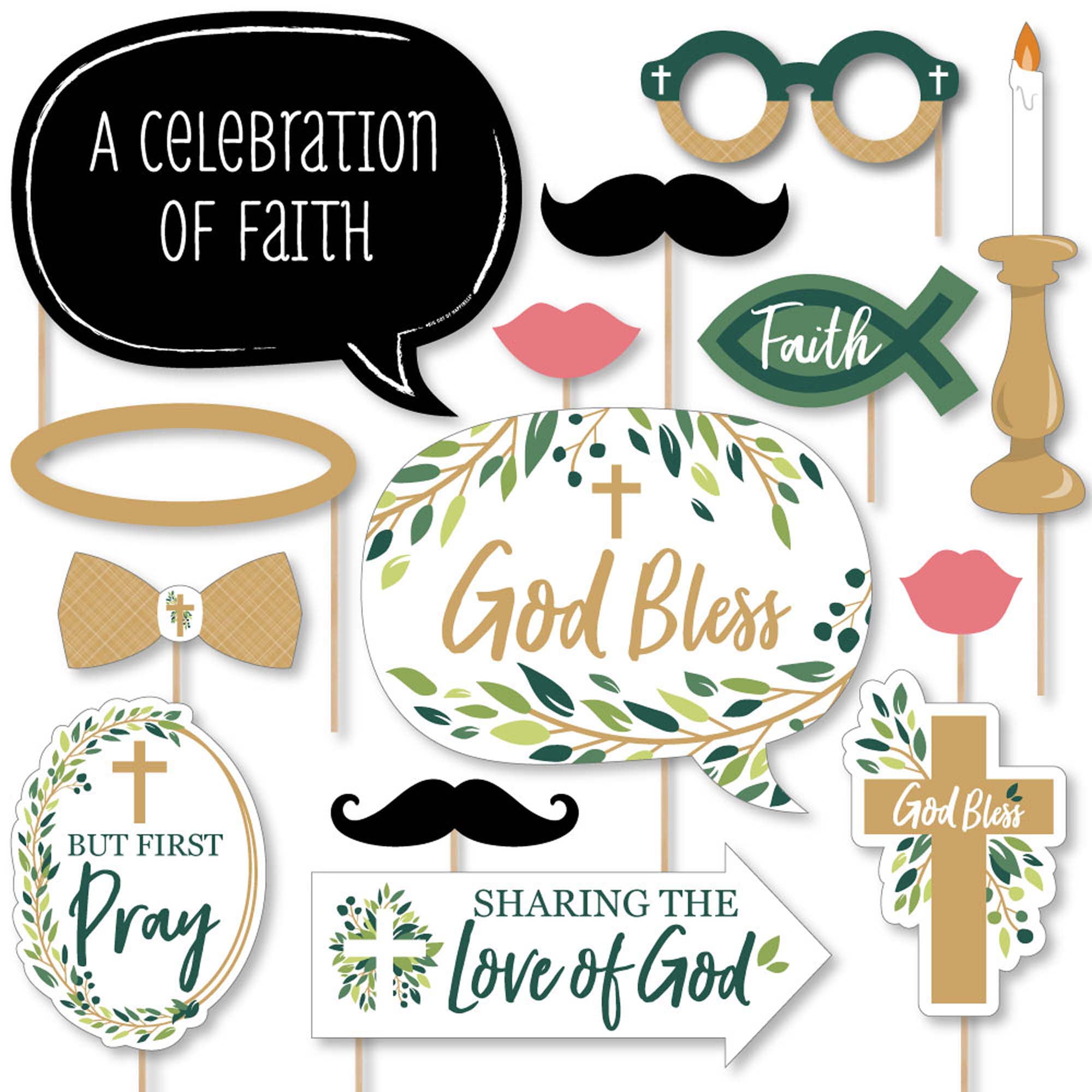 Big Dot of Happiness Elegant Cross - Religious Party Photo Booth Props ...