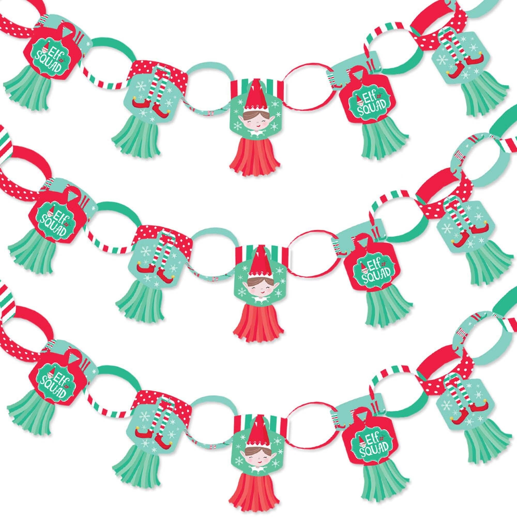Big Dot of Happiness Elf Squad - 90 Chain Links and 30 Paper Tassels ...