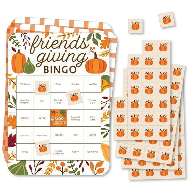 Big Dot of Happiness Fall Friends Thanksgiving - Bingo Cards and ...