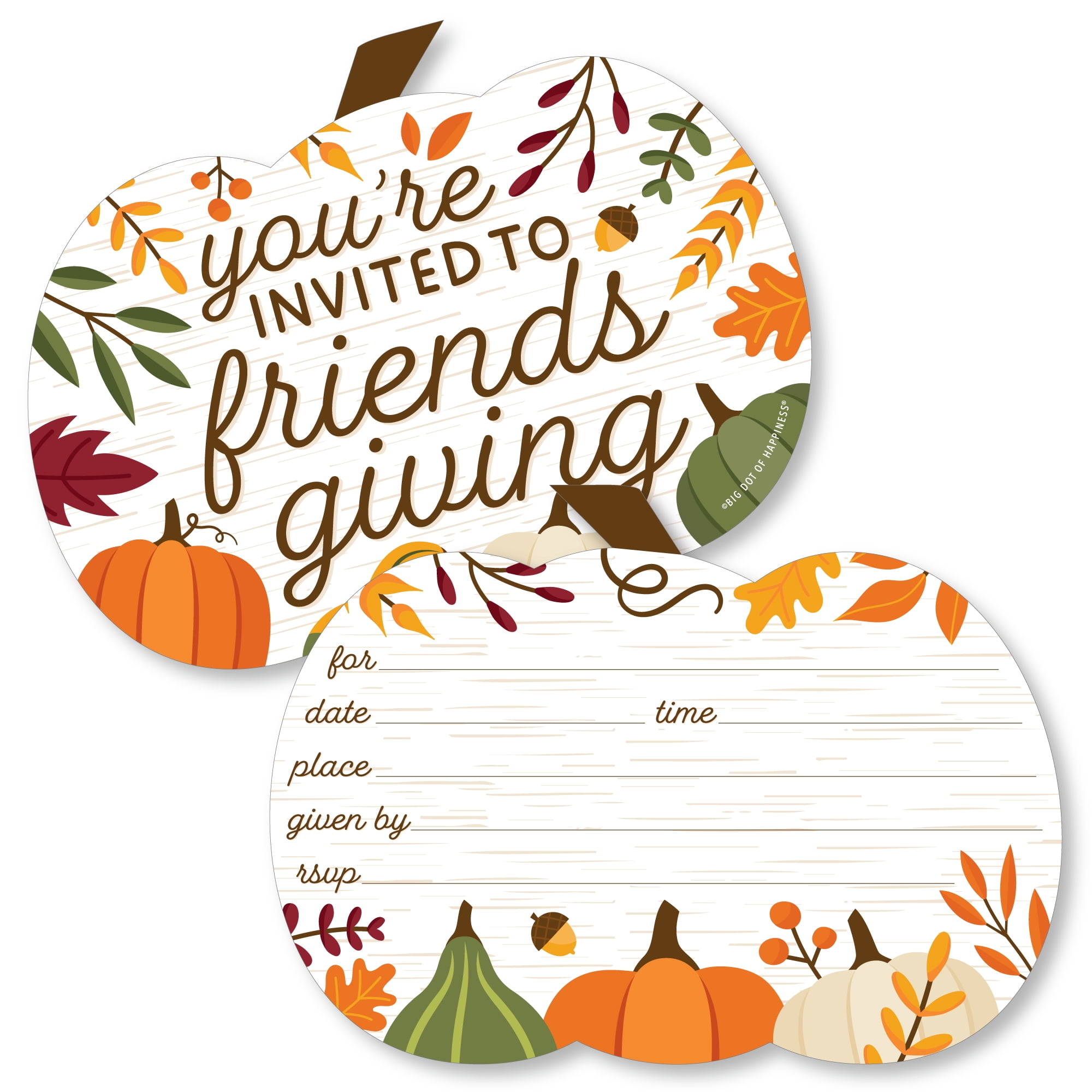 Big Dot of Happiness Fall Friends Thanksgiving - Shaped Fill-In ...
