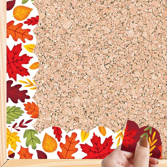 Big Dot of Happiness Fall Leaves - Scalloped Classroom Decor - Bulletin ...