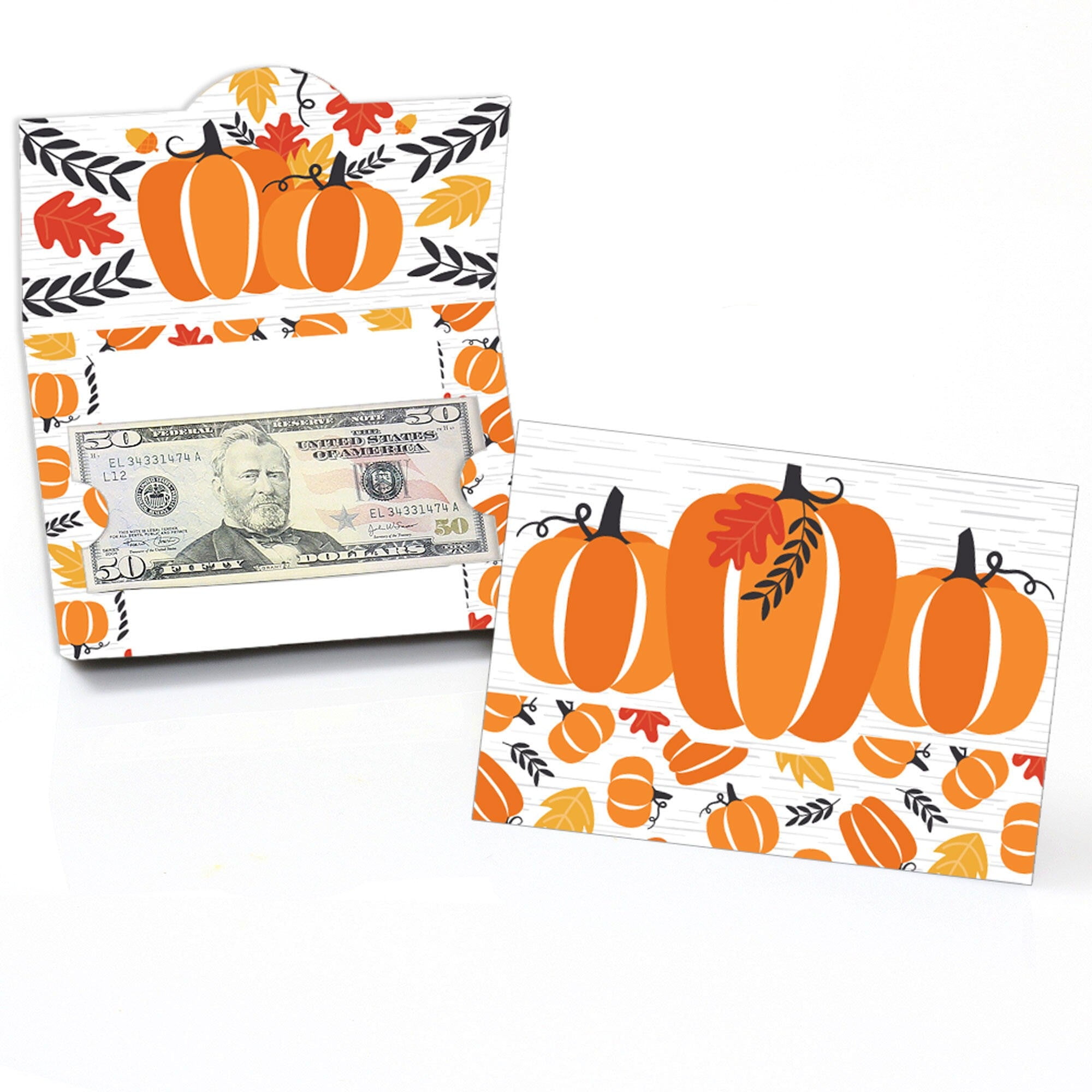 Halloween Thanksgiving Cards Fall Pumpkin Money & Gift Card Holders ...