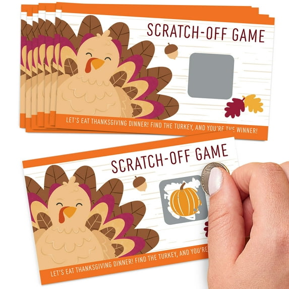 Big Dot of Happiness Fall Turkey Scratchers, Fun Happy Thanksgiving ...