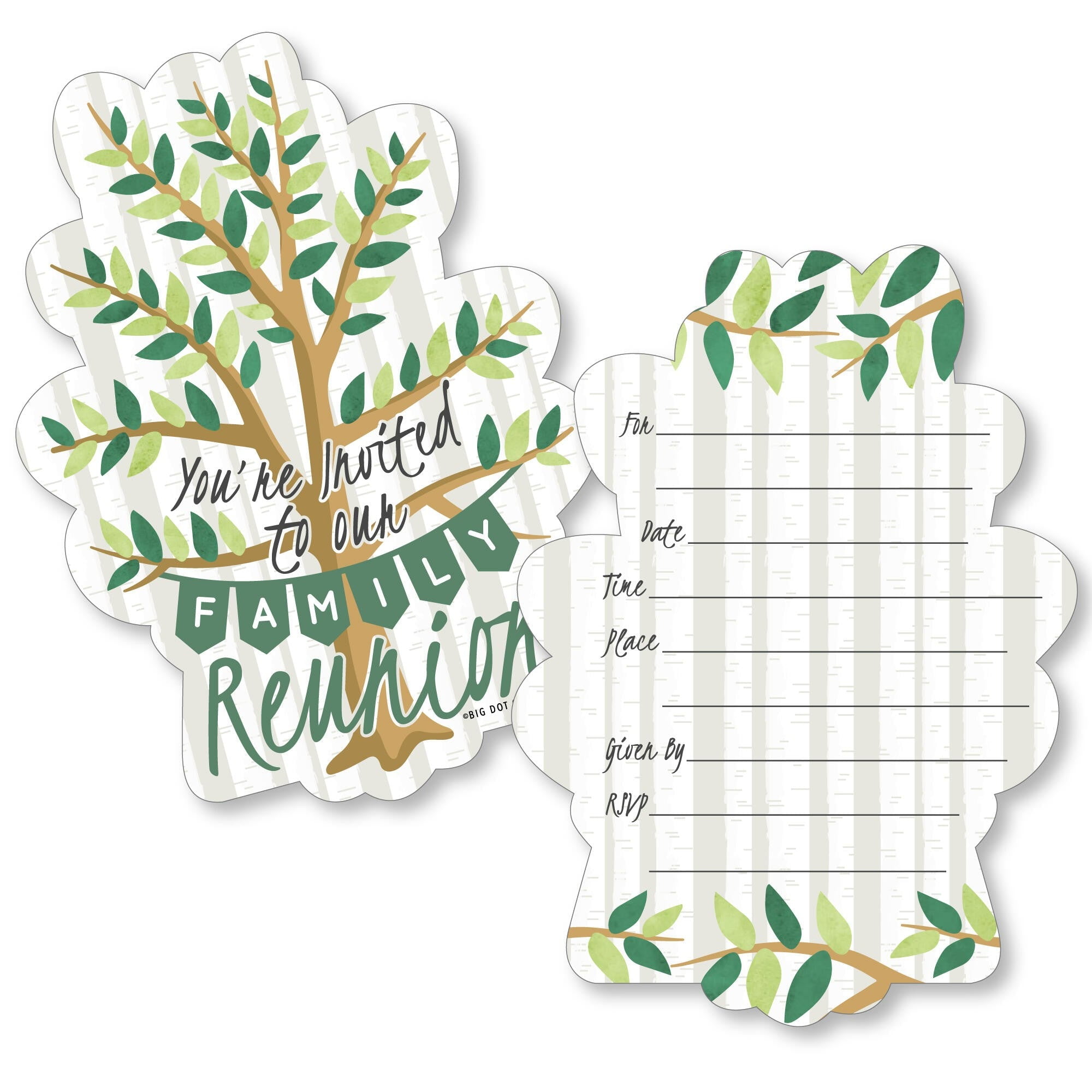 Big Dot of Happiness Family Tree Reunion - Shaped Fill-in Invitations ...