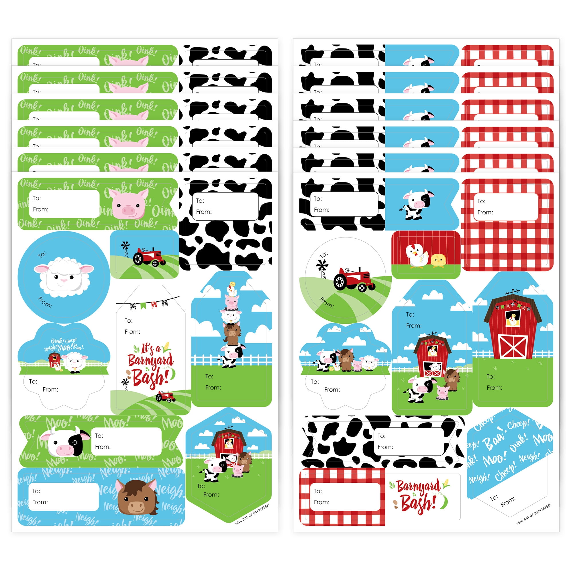 Big Dot of Happiness Farm Animals - Assorted Barnyard Baby Shower or ...