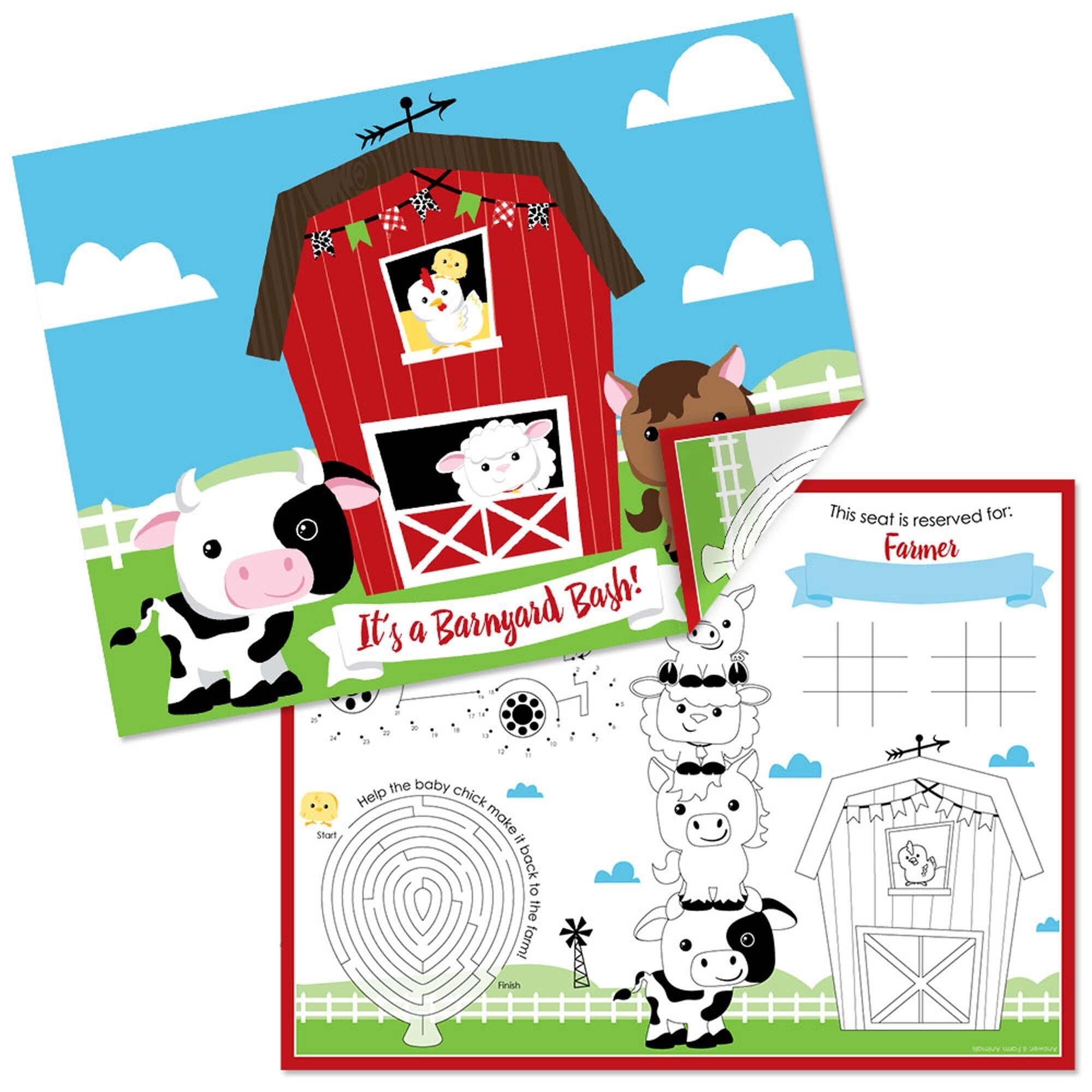 Big Dot of Happiness Farm Animals - Paper Barnyard Birthday Party ...