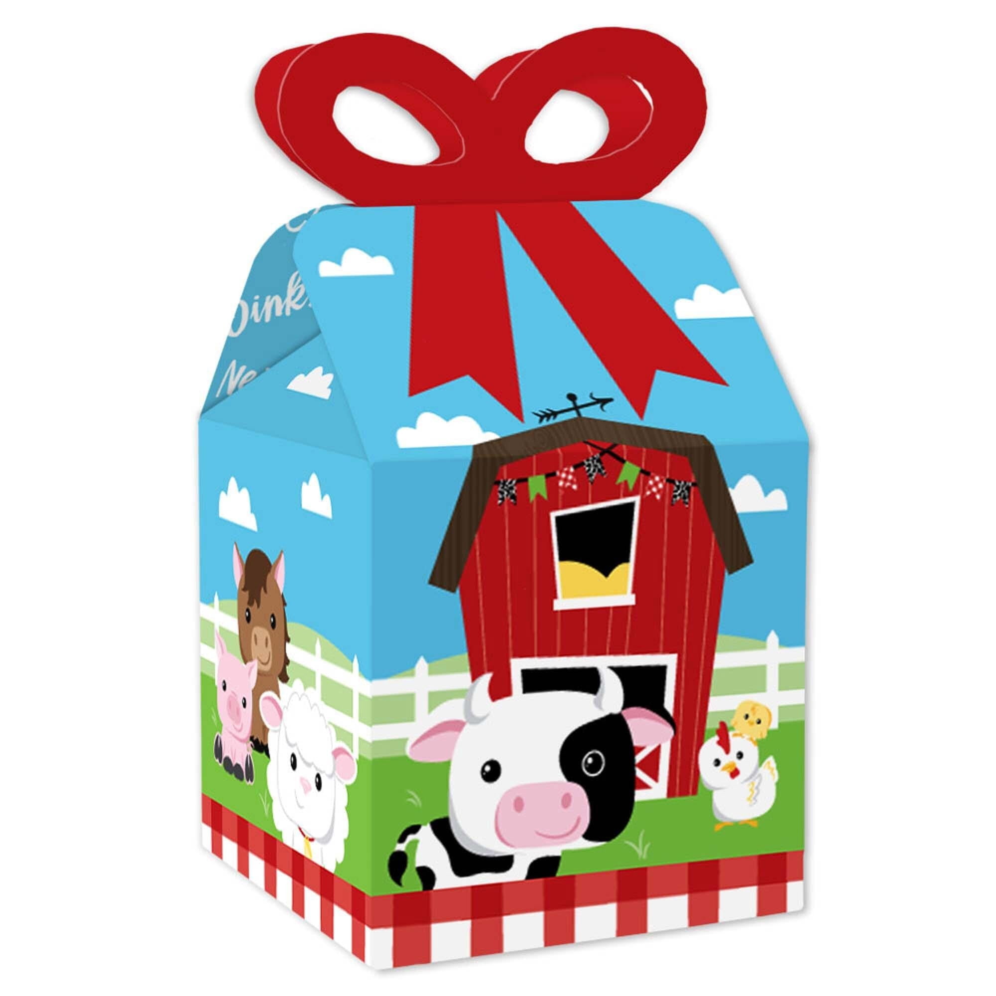 Big Dot of Happiness Farm Animals - Square Favor Gift Boxes - Barnyard ...