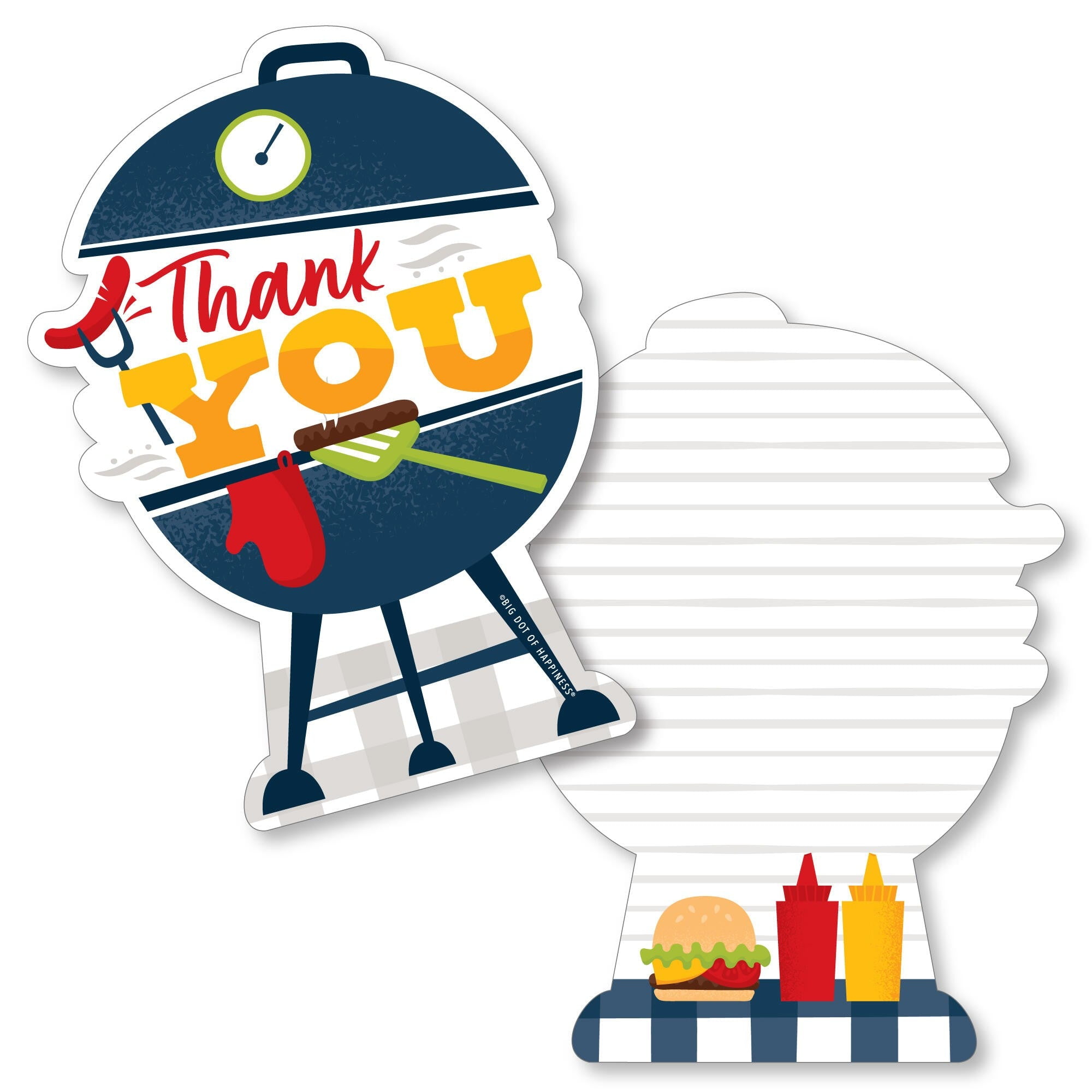 Big Dot of Happiness Fire Up the Grill - Shaped Thank You Cards ...