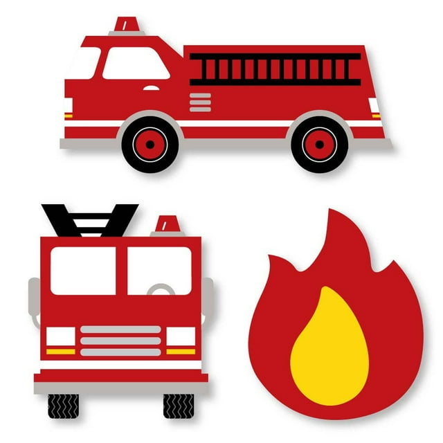 Big Dot of Happiness Fired Up Fire Truck - DIY Shaped Firefighter Firetruck Baby Shower or ...