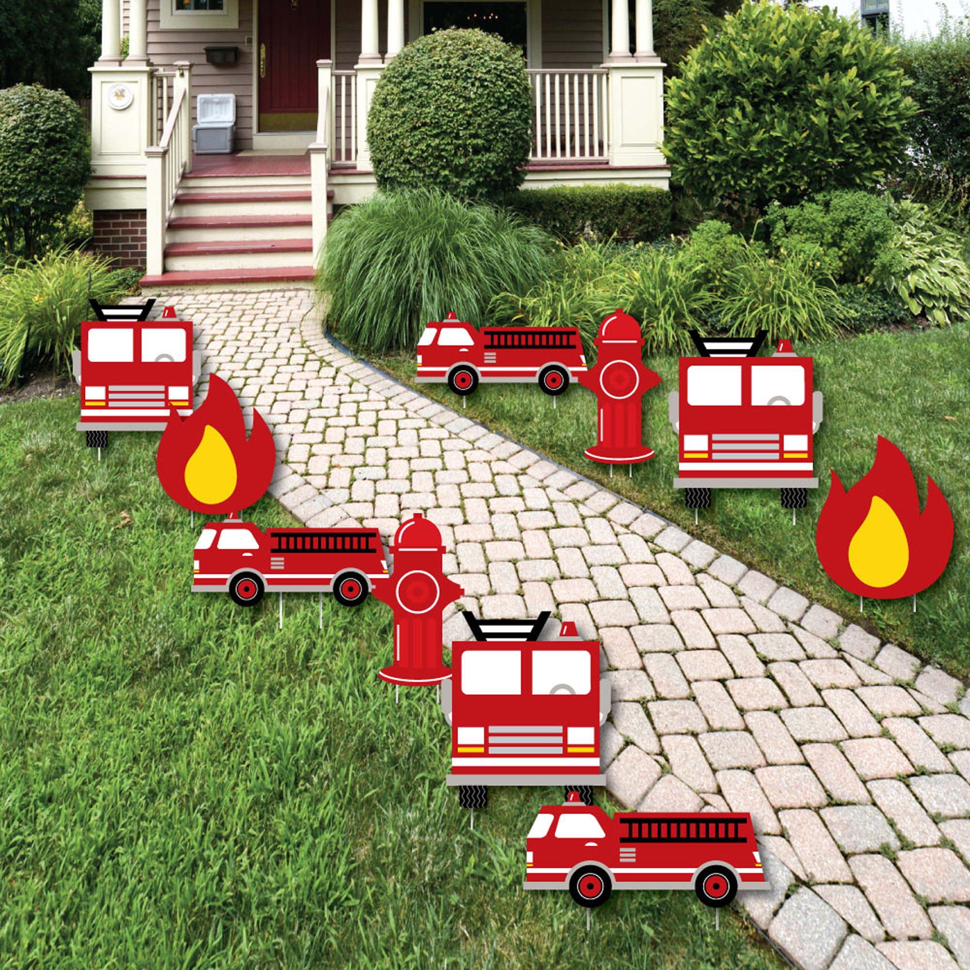 Big Dot of Happiness Fired Up Fire Truck - Lawn Decorations - Outdoor ...