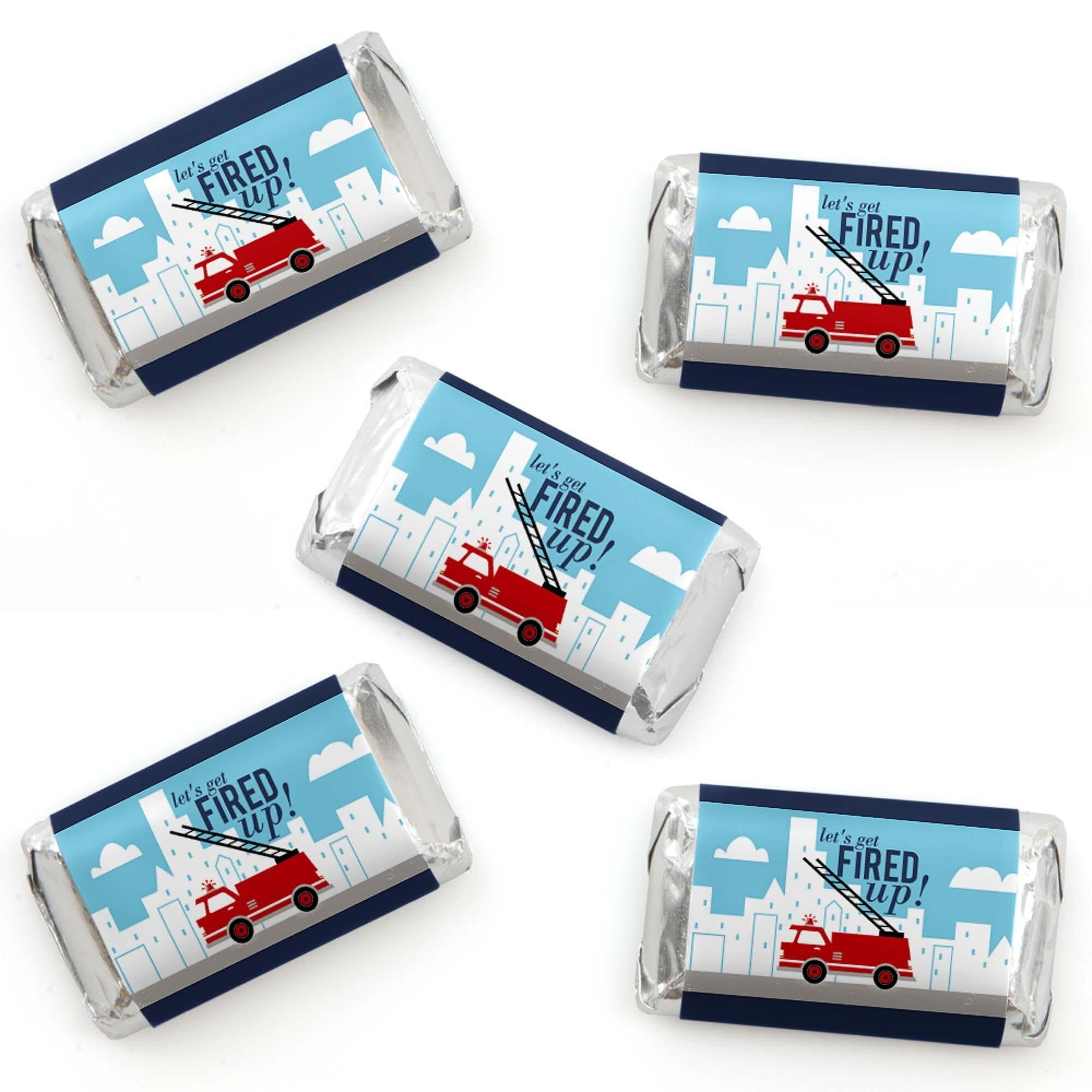 Big Dot of Happiness Fired Up Fire Truck - Mini Candy Bar Wrapper ...