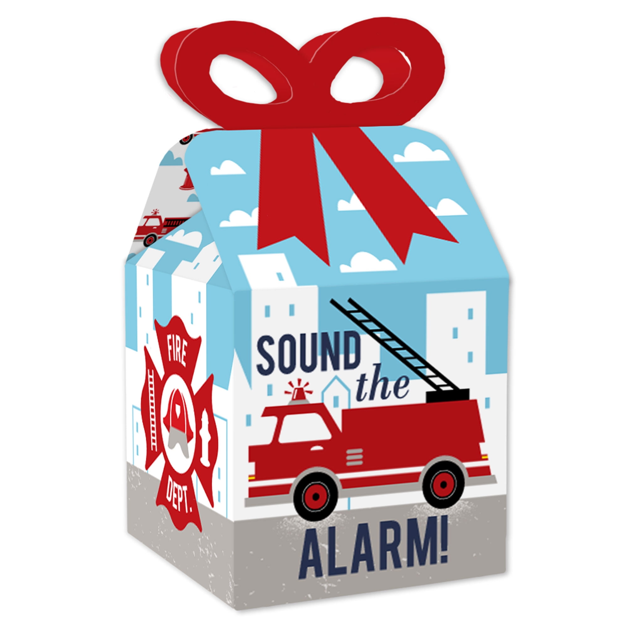 Big Dot of Happiness Fired Up Fire Truck - Square Favor Gift Boxes ...