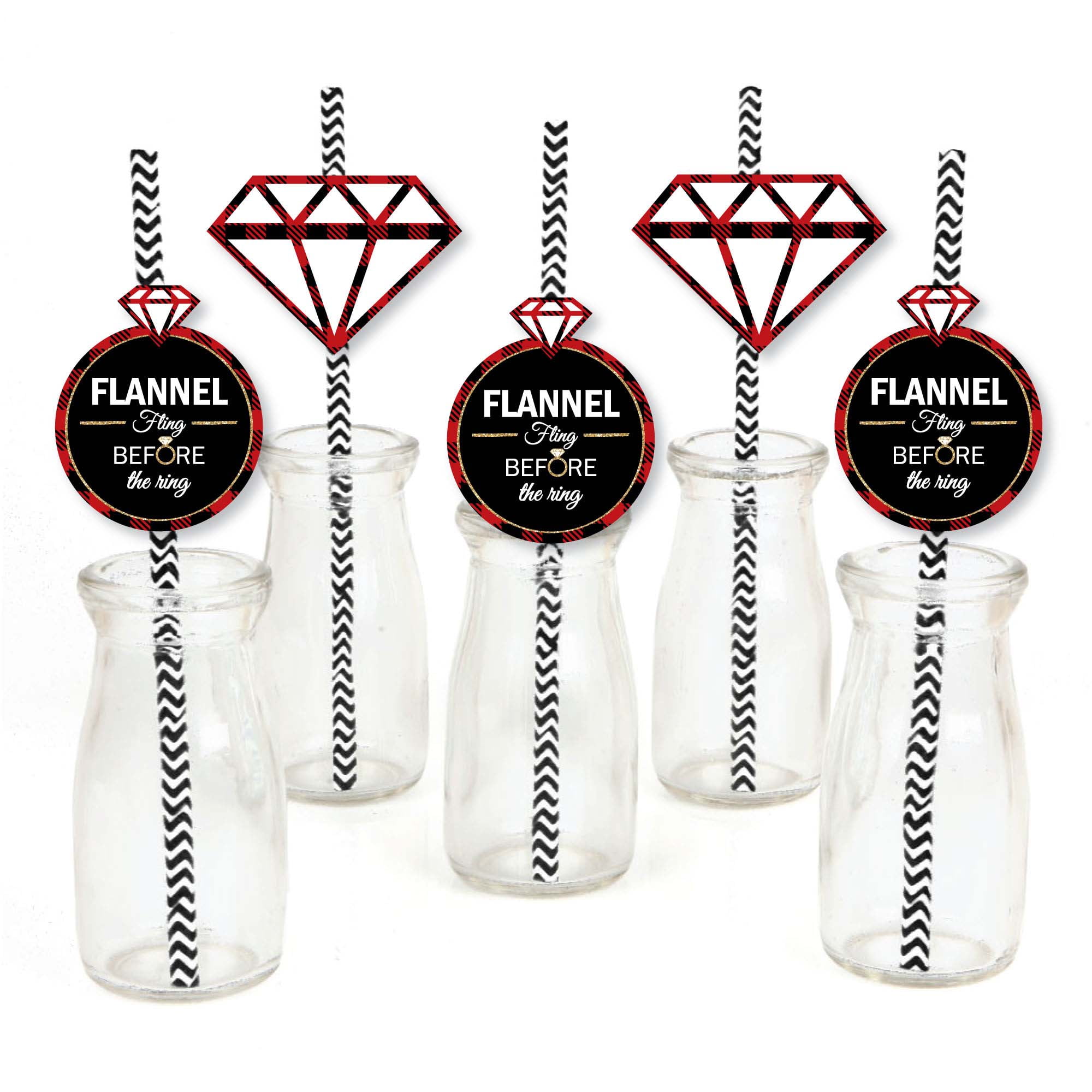 Big Dot of Happiness Flannel Fling Before the Ring - Paper Straw Decor ...