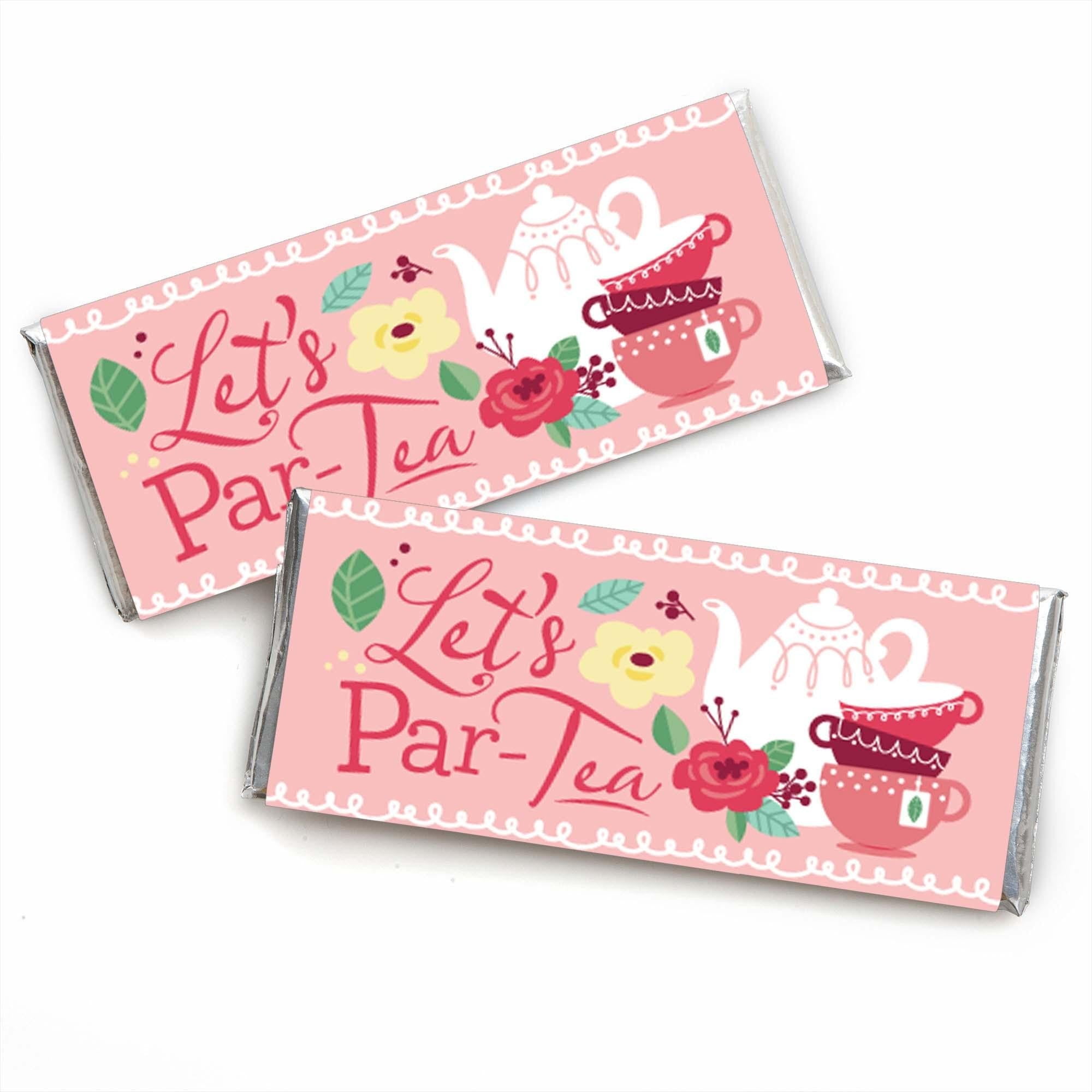 Big Dot of Happiness Floral Let's Par-Tea - Candy Bar Wrapper Garden ...