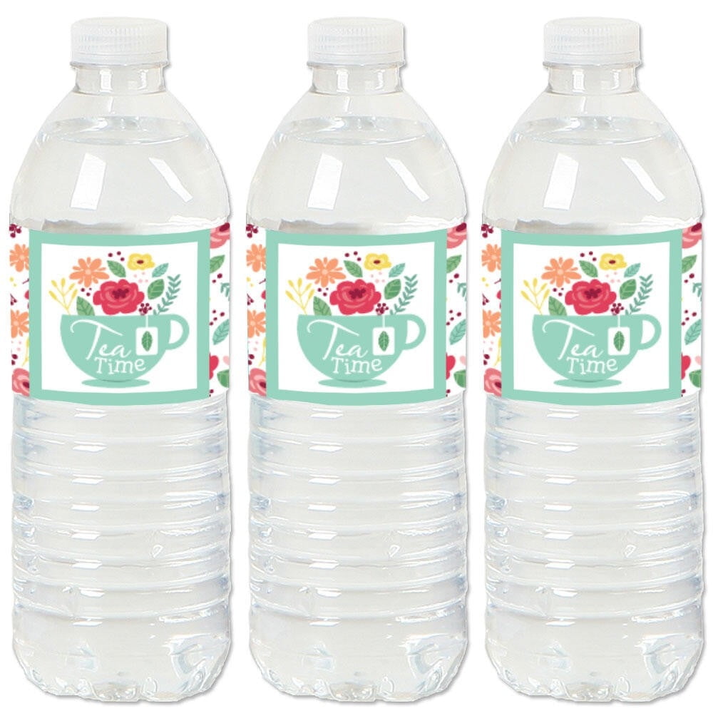 Big Dot of Happiness Floral Let's Par-Tea - Garden Tea Party Water ...