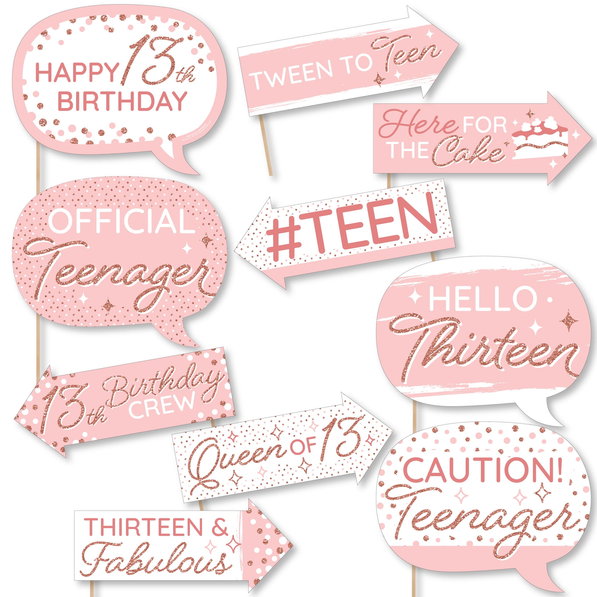 Big Dot of Happiness Funny 13th Pink Rose Gold Birthday - Happy ...