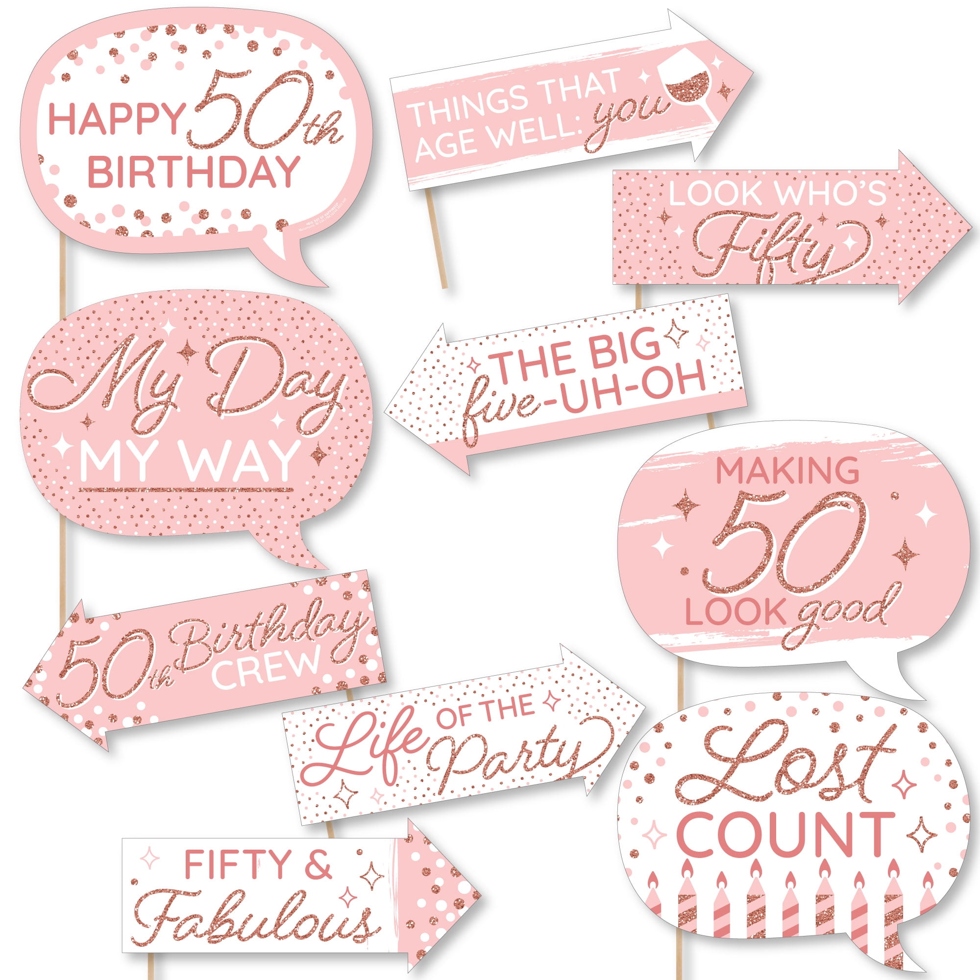 Big Dot of Happiness Funny 50th Pink Rose Gold Birthday - Happy ...