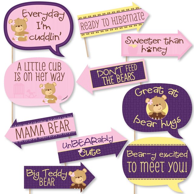 Big Dot of Happiness Funny Baby Girl Teddy Bear - Baby Shower Photo ...