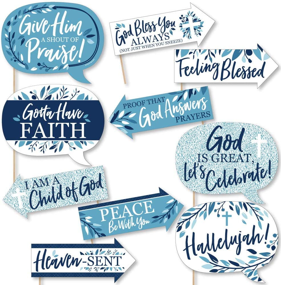 Big Dot of Happiness Funny Blue Elegant Cross - Boy Religious Party ...