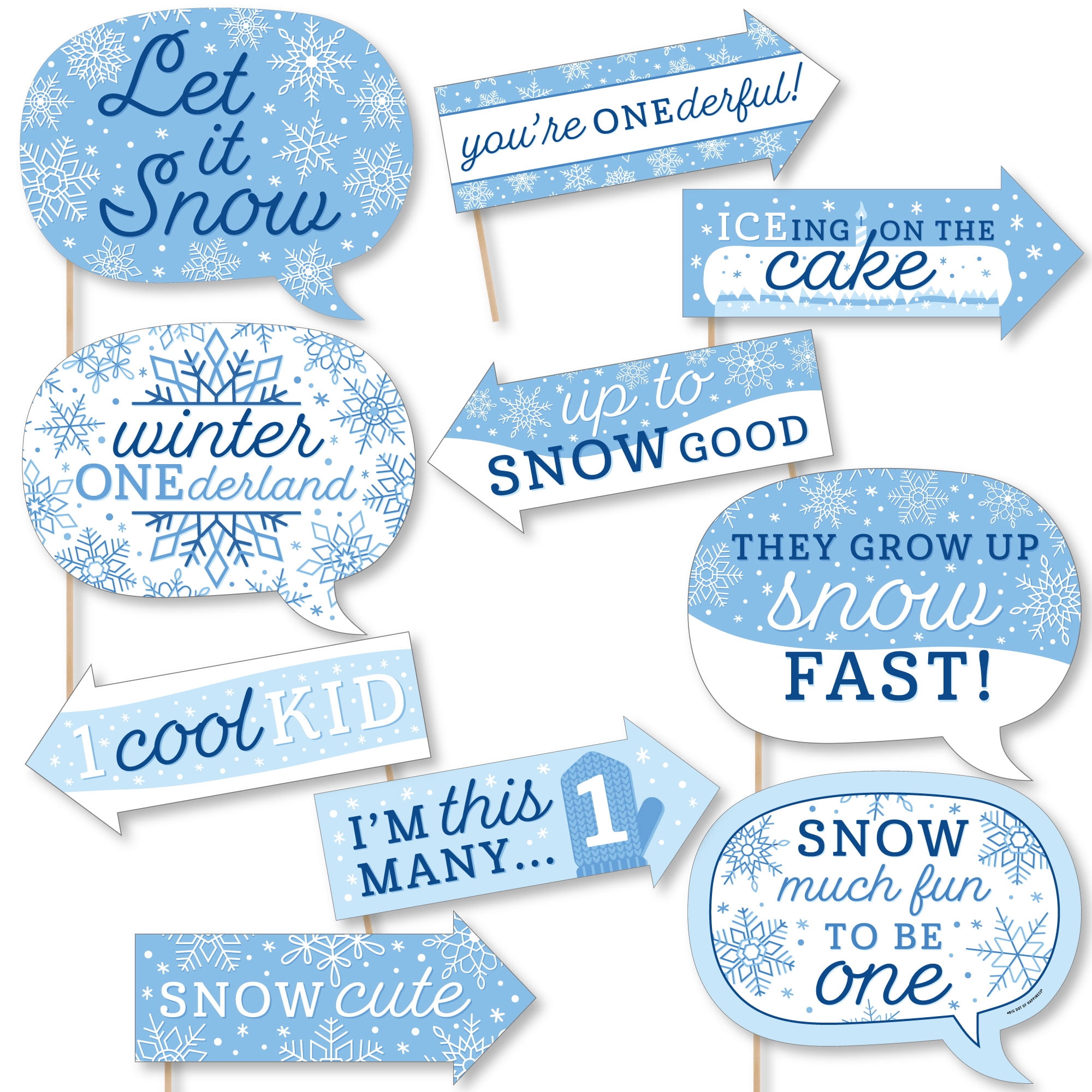 Big Dot of Happiness Funny Blue Snowflakes 1st Birthday - Boy Winter ...