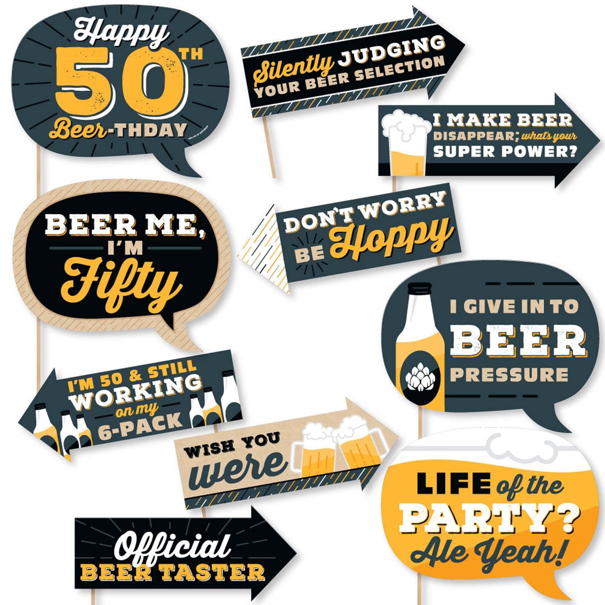 Big Dot of Happiness Funny 50th Birthday Photo Booth Props, Cheers to ...