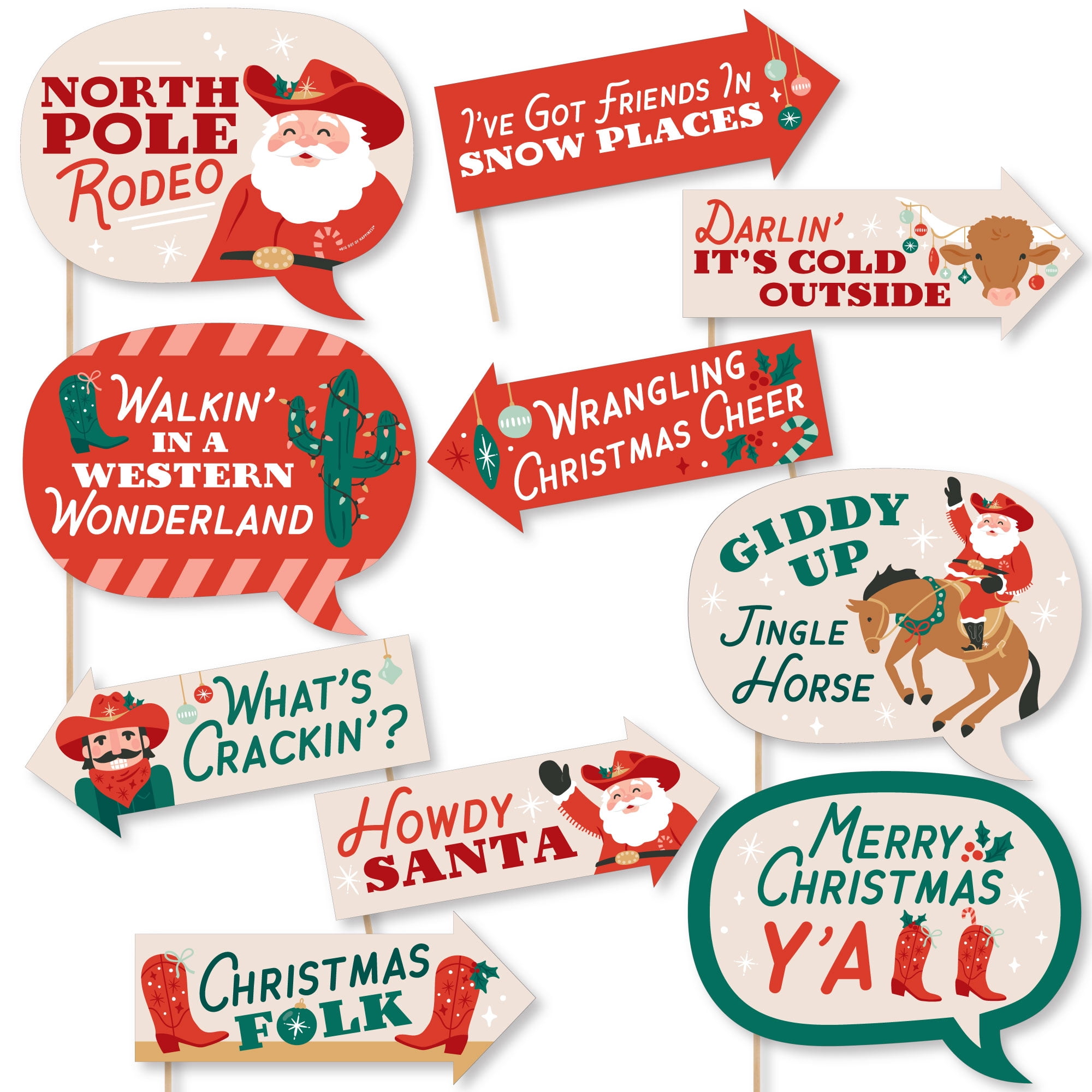 Big Dot of Happiness Funny Christmas Cowboy - Western Santa Party Photo ...
