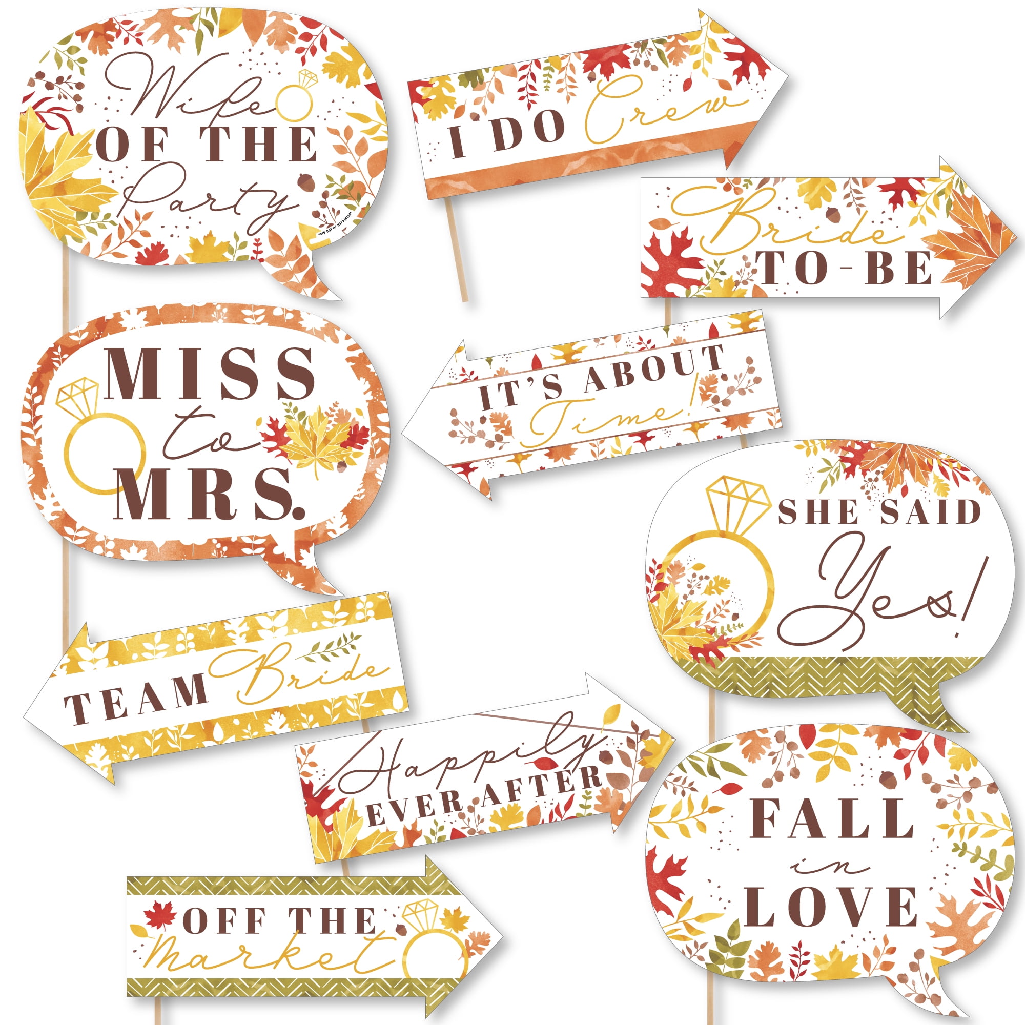 Big Dot of Happiness Funny Fall Foliage Bride - Autumn Leaves Bridal ...