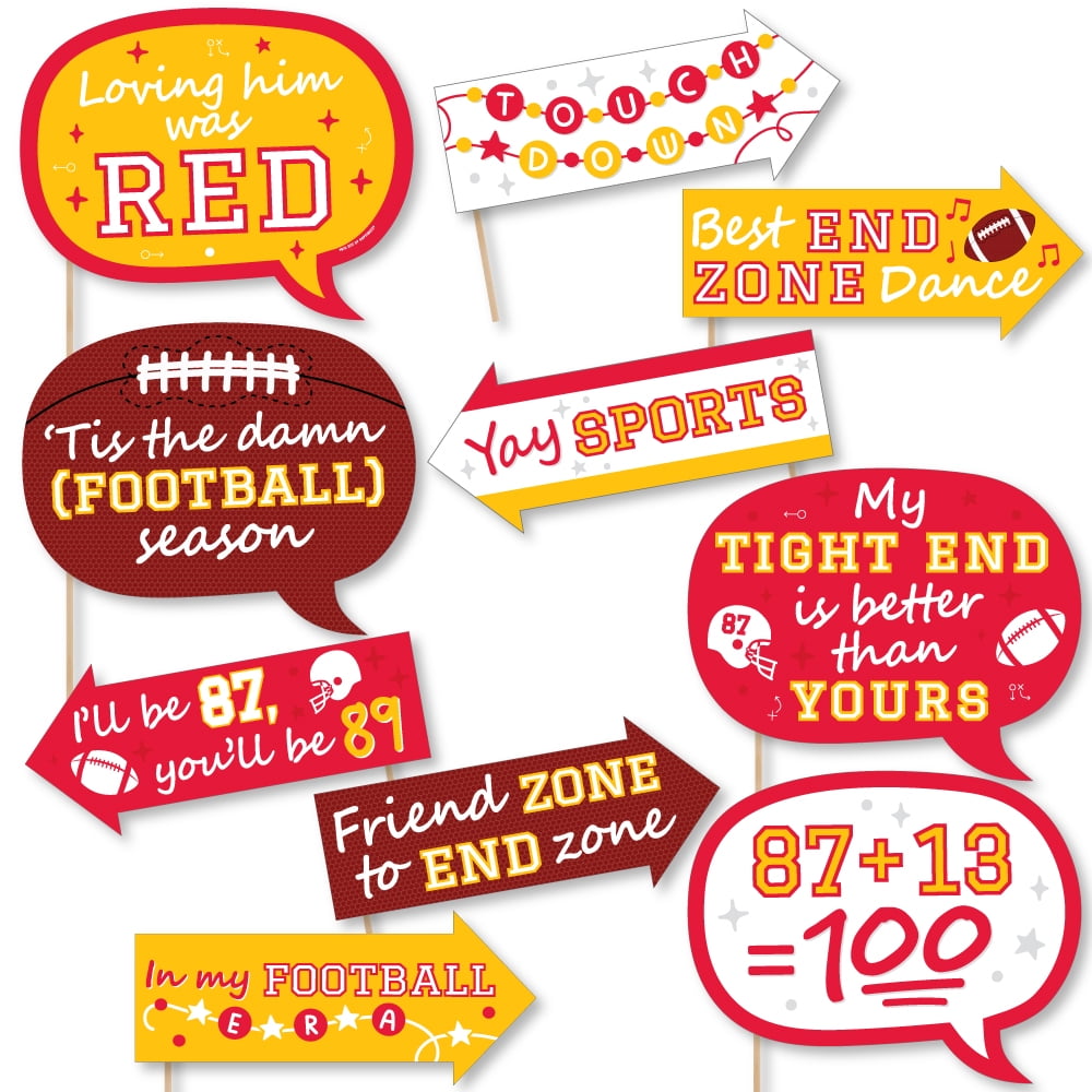 Big Dot of Happiness Football Photo Booth Props Kit, Red and Gold, 10 ...