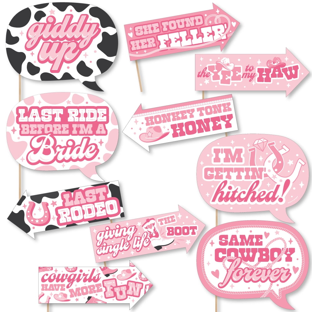 Big Dot of Happiness Funny Last Rodeo - Pink Cowgirl Bachelorette Party ...