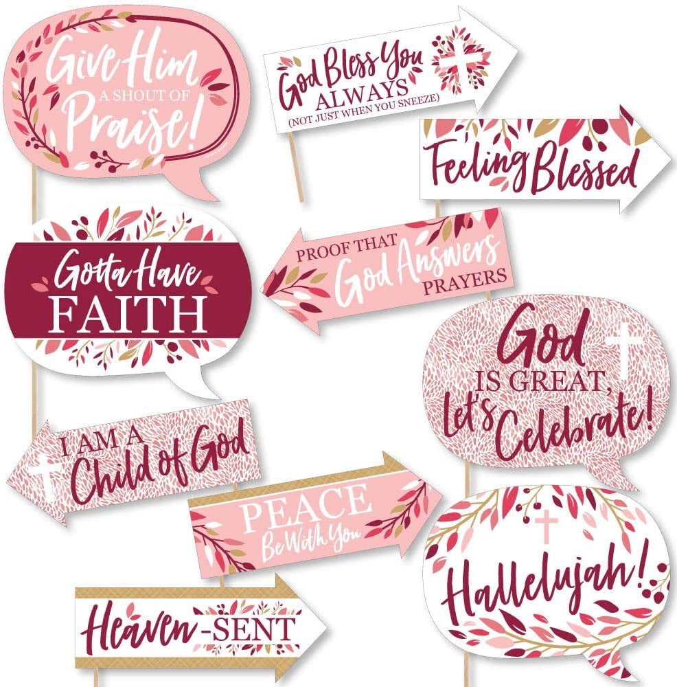 Big Dot of Happiness Funny Pink Elegant Cross - Girl Religious Party ...