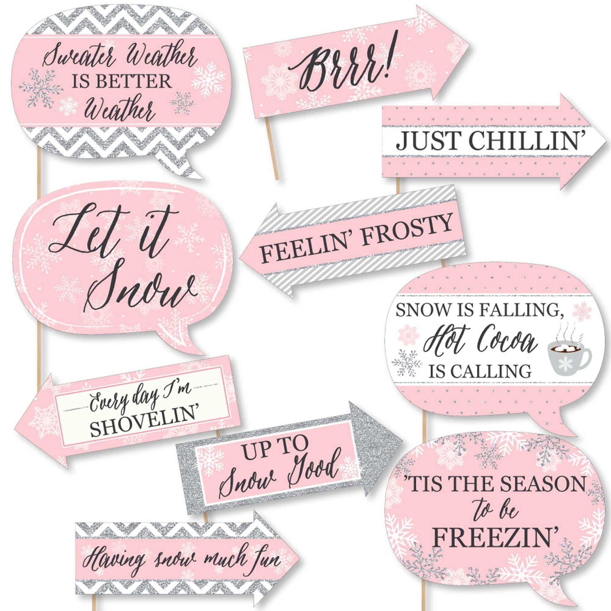 Big Dot of Happiness Funny Pink Winter Wonderland - Holiday Snowflake ...