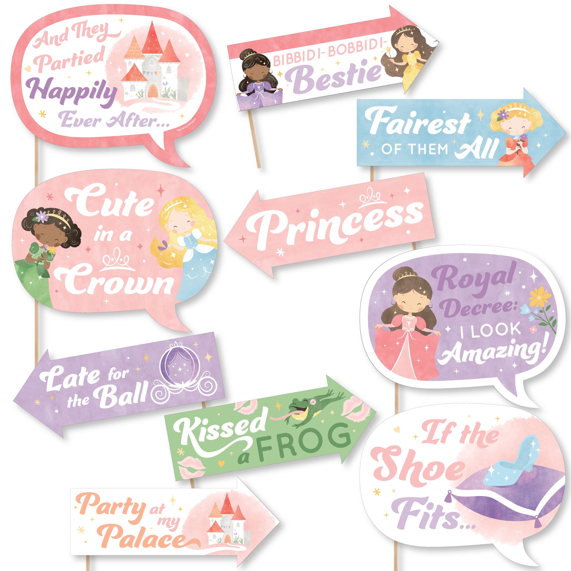 Big Dot of Happiness Funny Princess Party Photo Booth Props Kit, Princess Birthday Party ...
