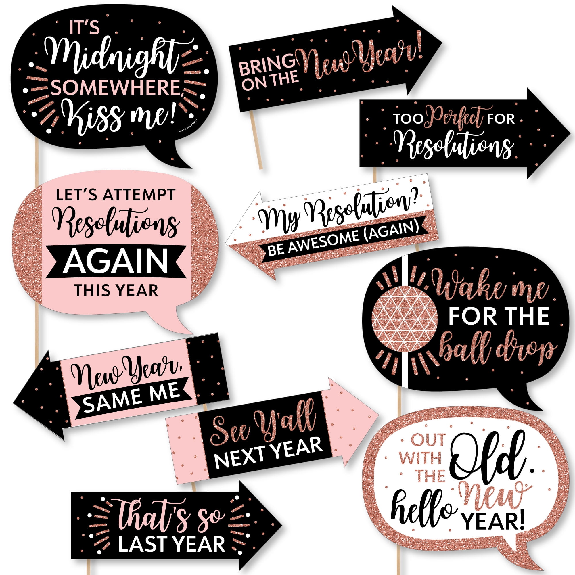 Big Dot of Happiness Funny Rose Gold Happy New Year - New Year's Eve ...