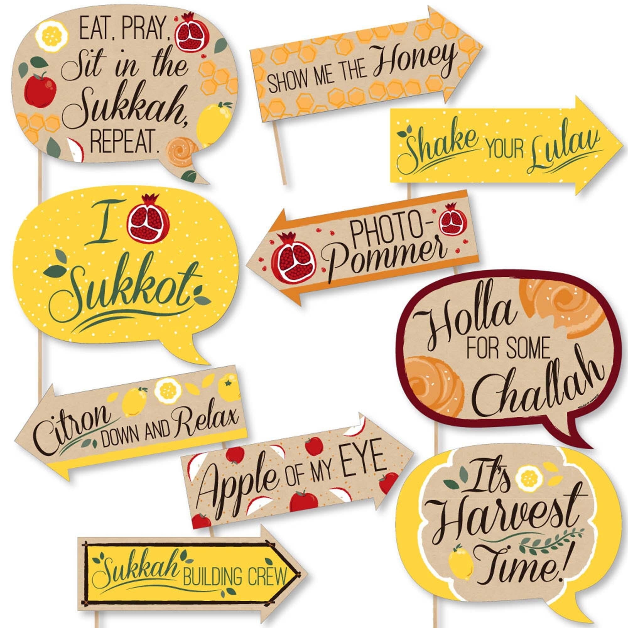 Big Dot of Happiness Funny Sukkot - Sukkah Photo Booth Props Kit - 10 ...