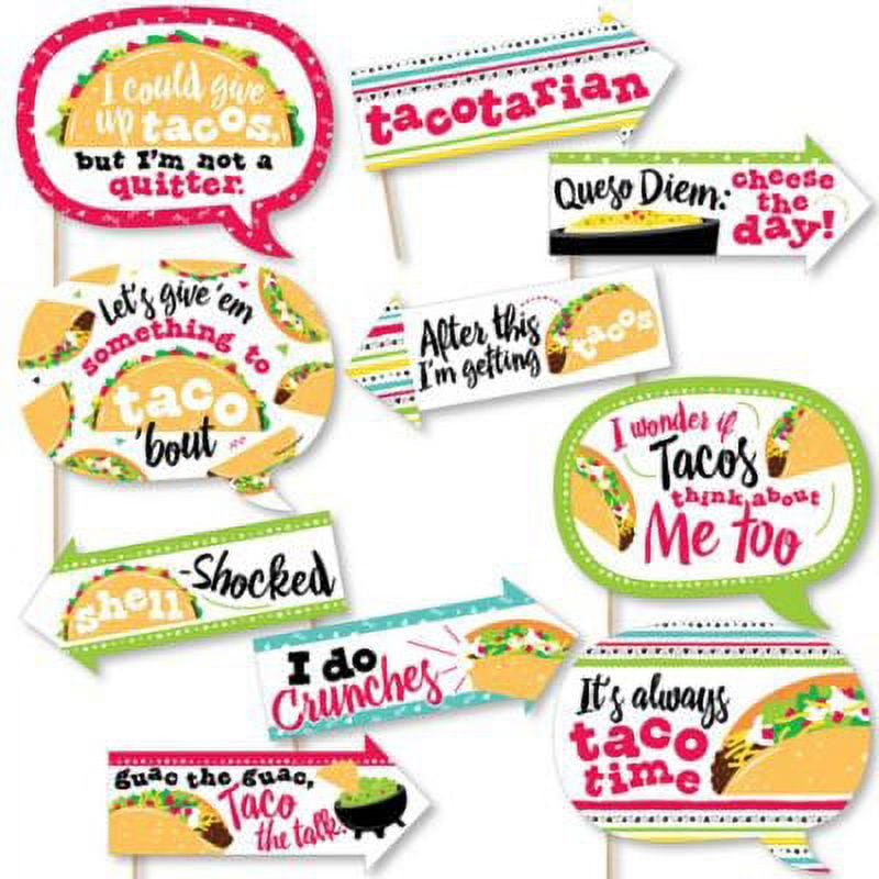 Big Dot of Happiness Funny Taco 'Bout Fun - Fiesta Photo Booth Props ...