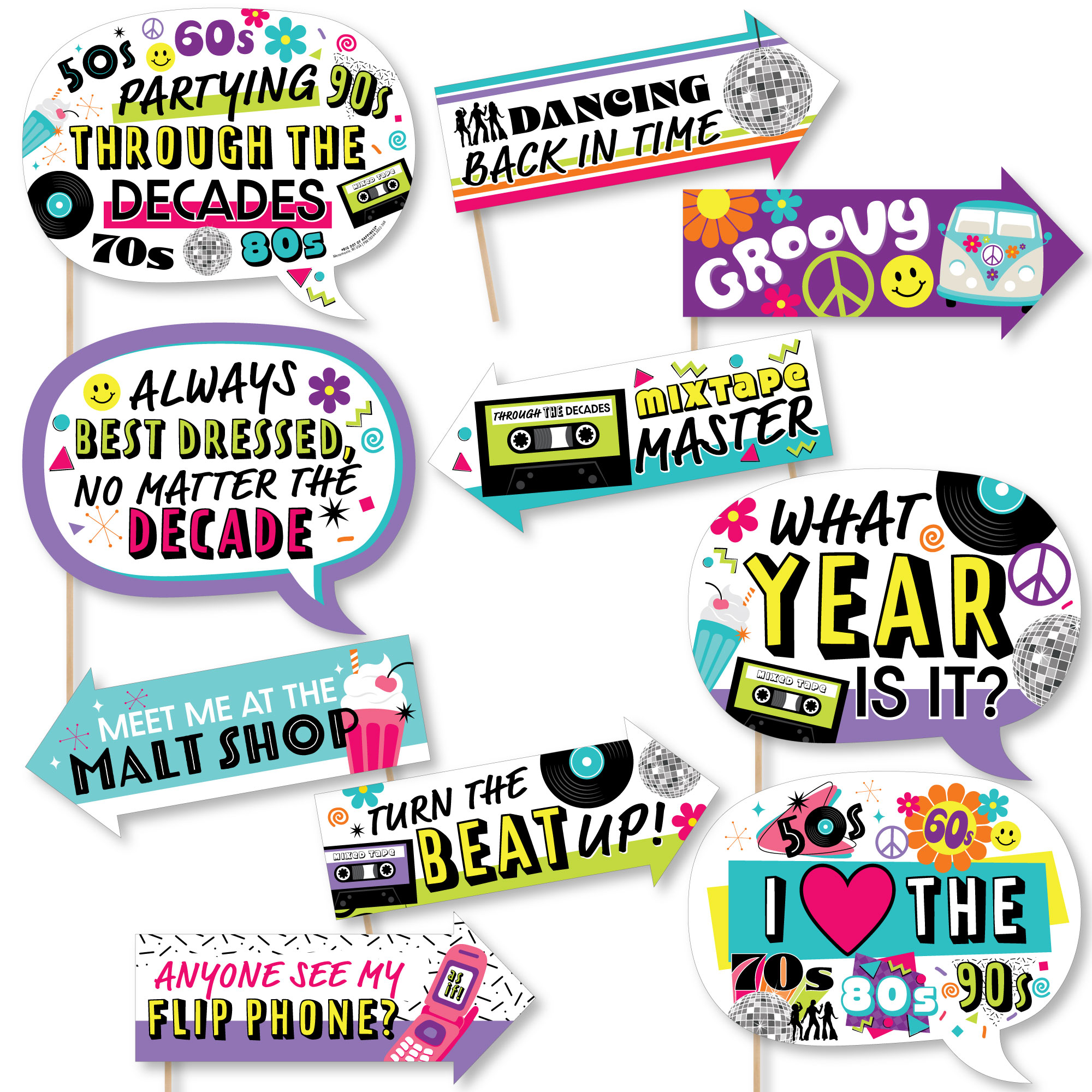 Big Dot of Happiness Through the Decades - 50s, 60s, 70s, 80s, and 90s ...