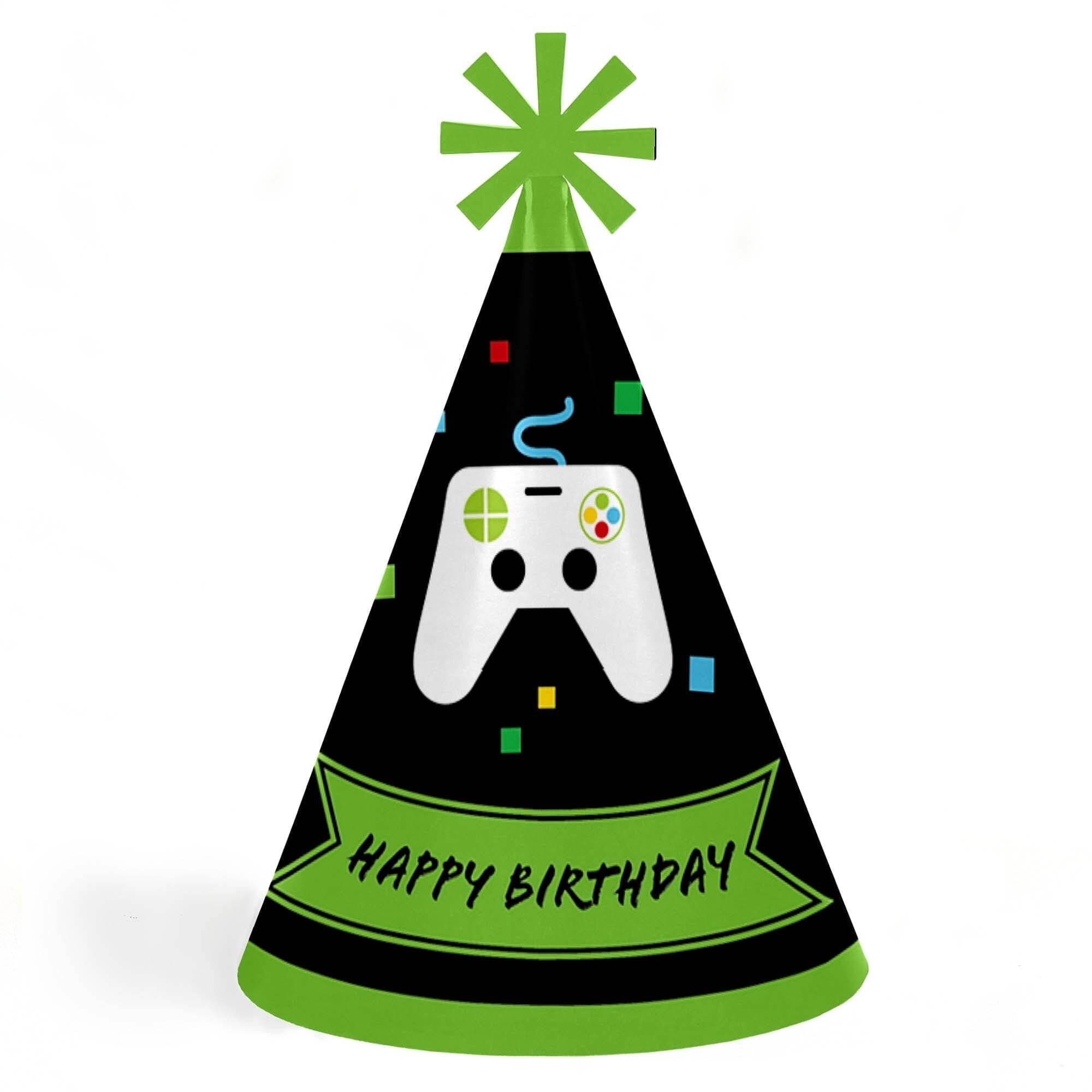 Big Dot of Happiness Video Game - Cone Happy Birthday Party Hats for ...