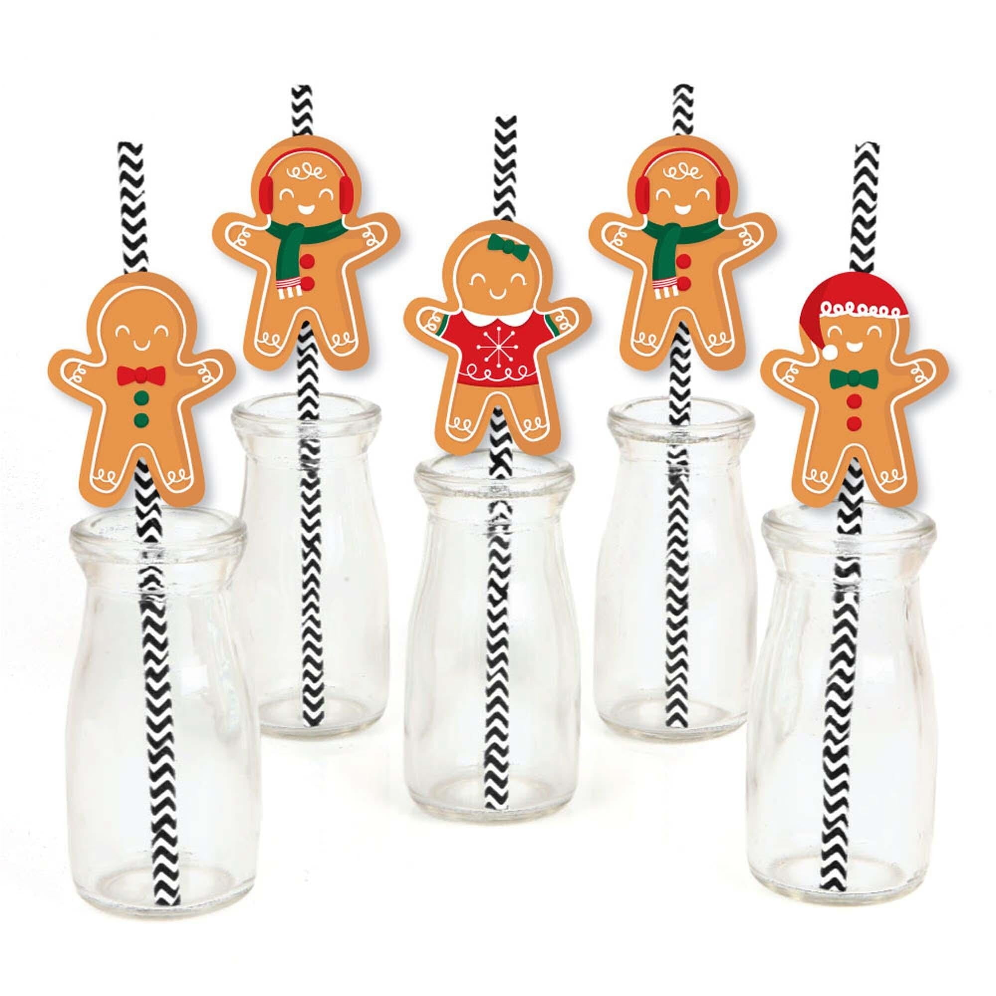 Big Dot of Happiness Gingerbread Christmas - Paper Straw Decor ...