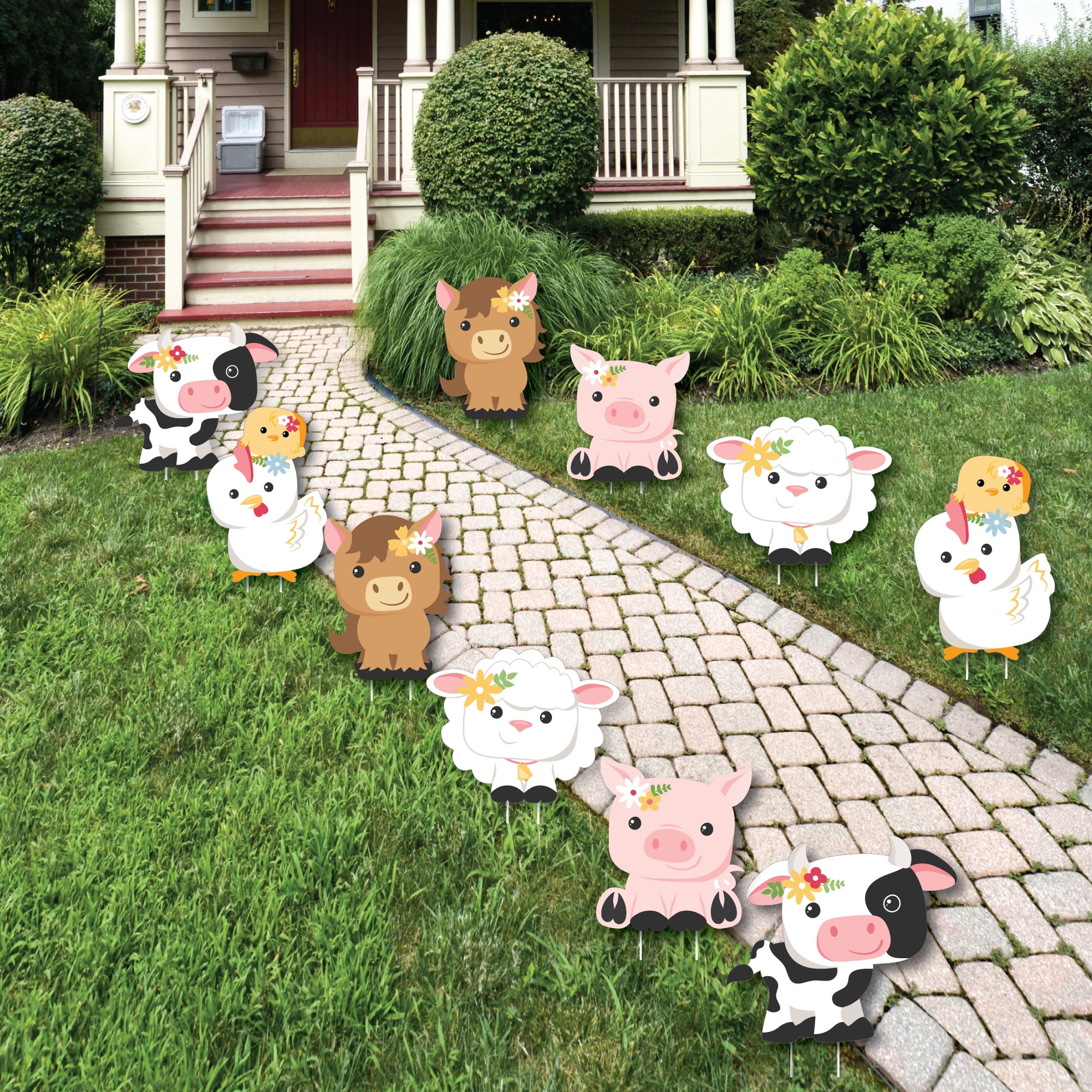 Big Dot of Happiness Girl Farm Animals - Lawn Decorations - Outdoor ...