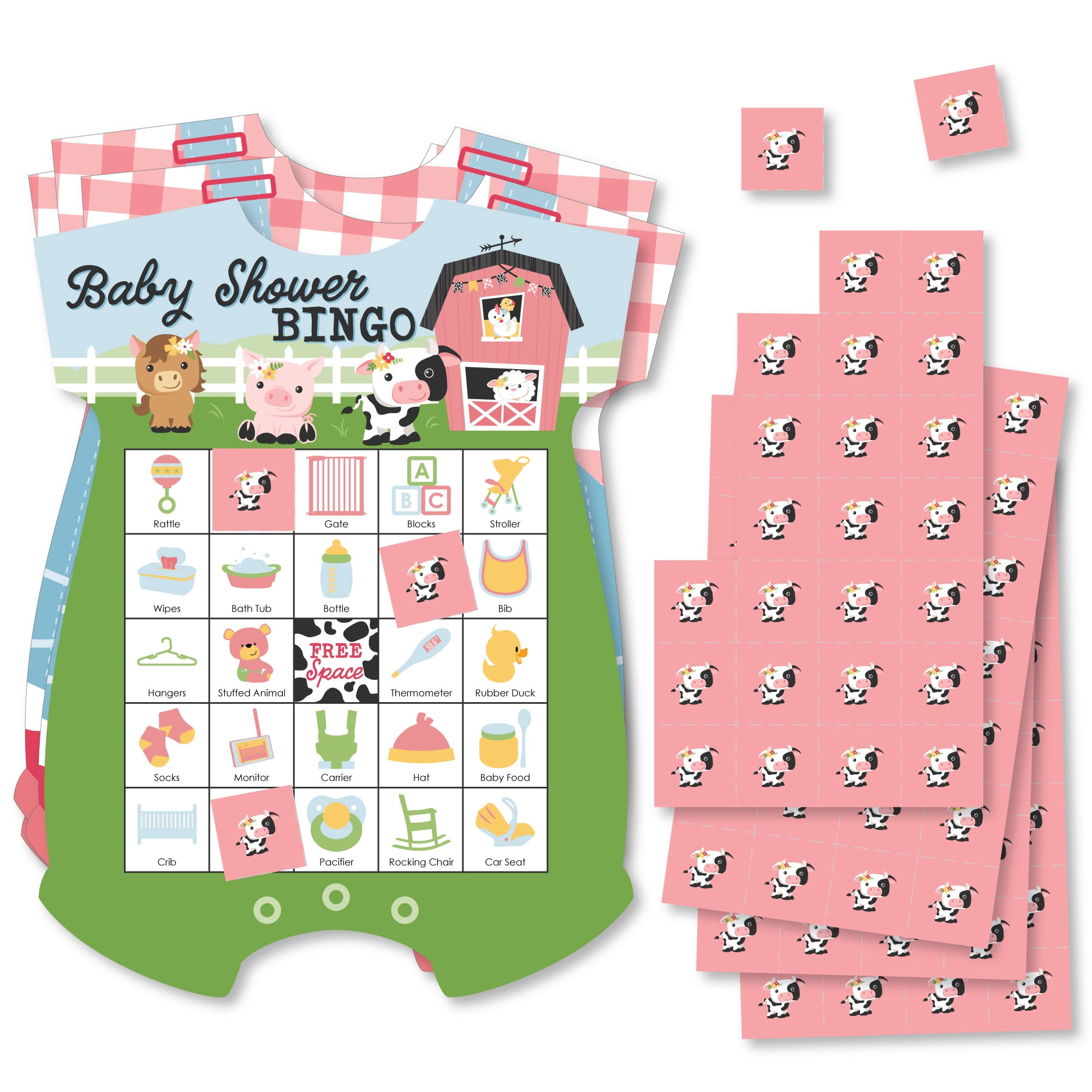 Big Dot of Happiness Girl Farm Animals - Picture Bingo Cards and ...