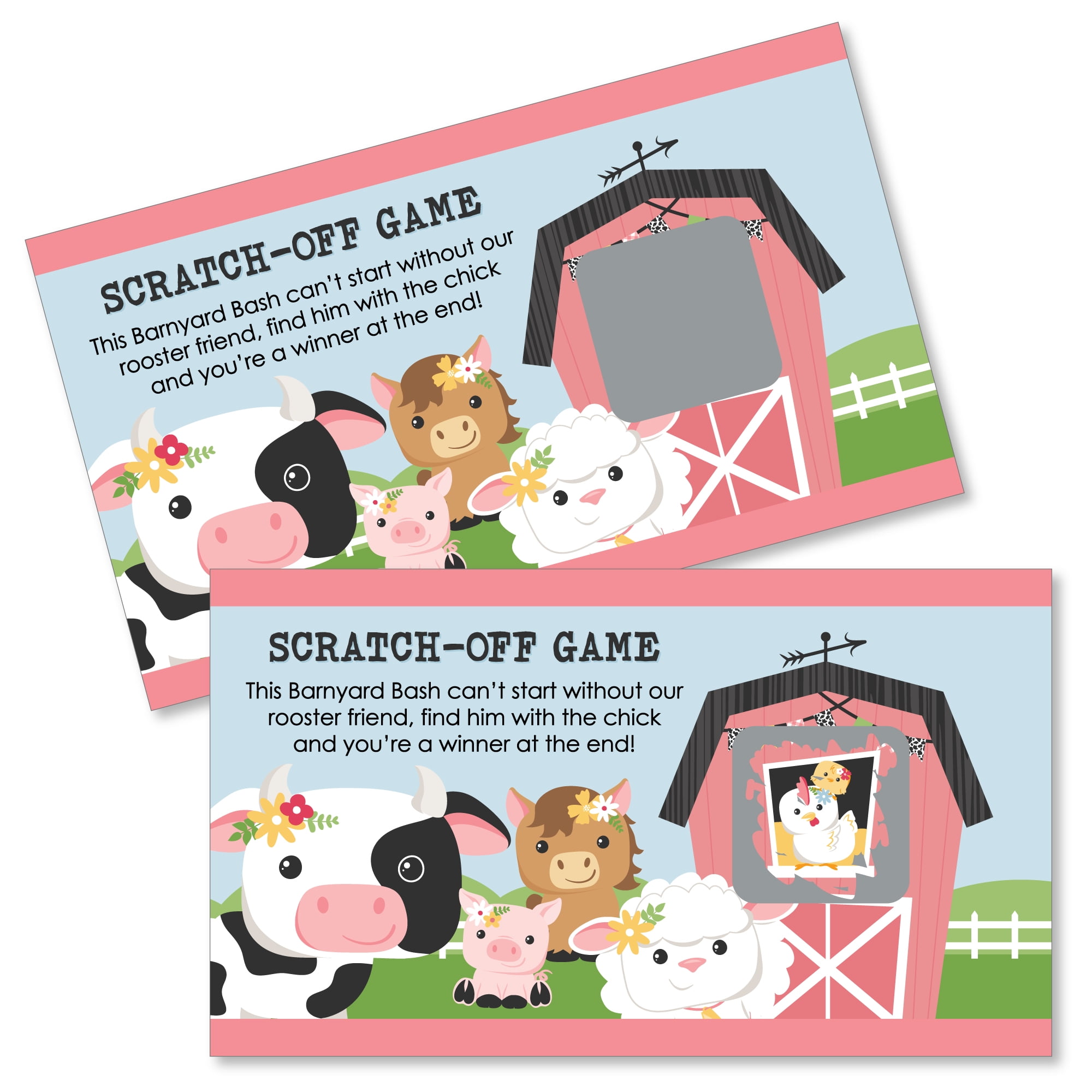 Big Dot of Happiness Girl Farm Animals - Pink Barnyard Baby Shower or ...