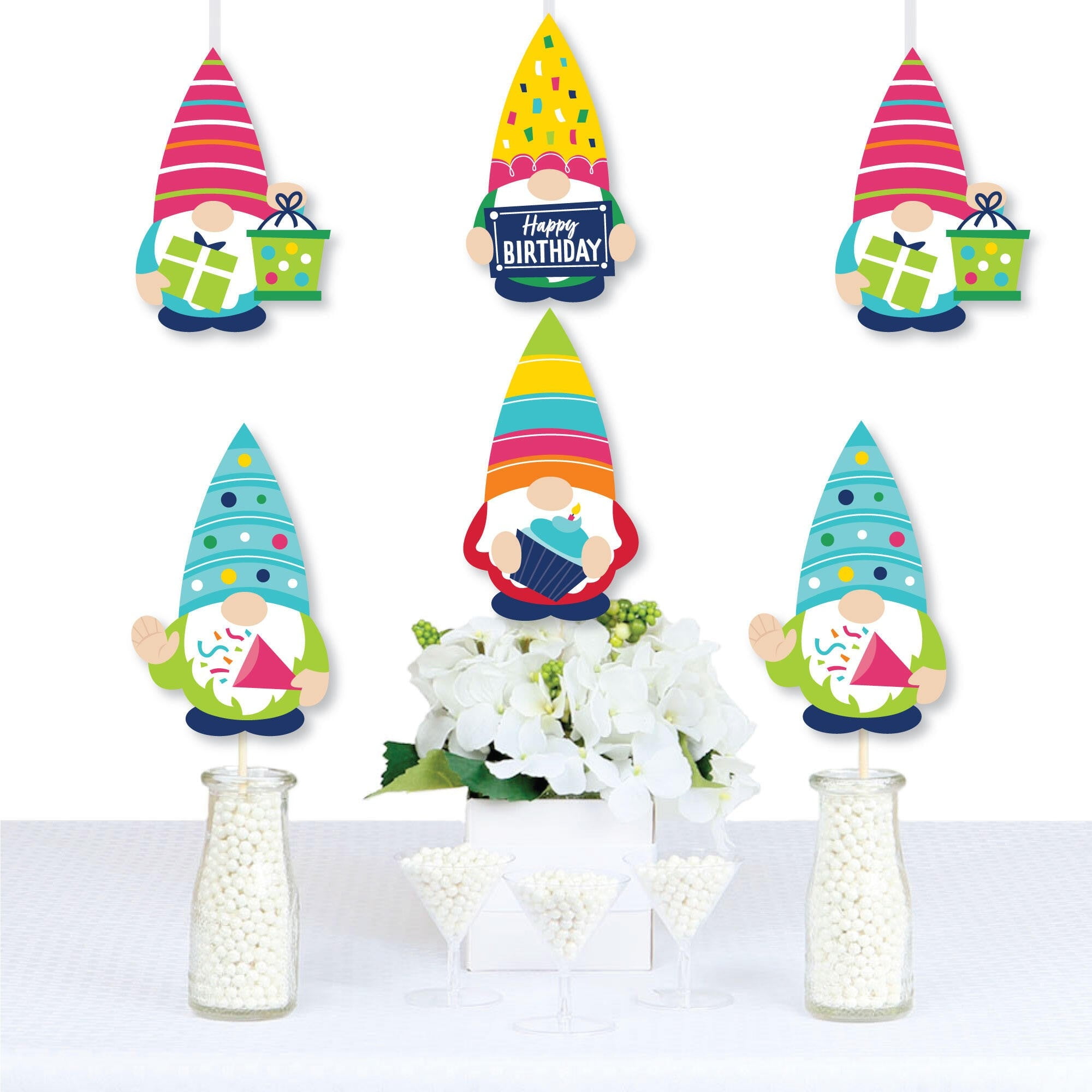 Big Dot of Happiness Gnome Birthday - Gnome Decorations DIY Happy ...