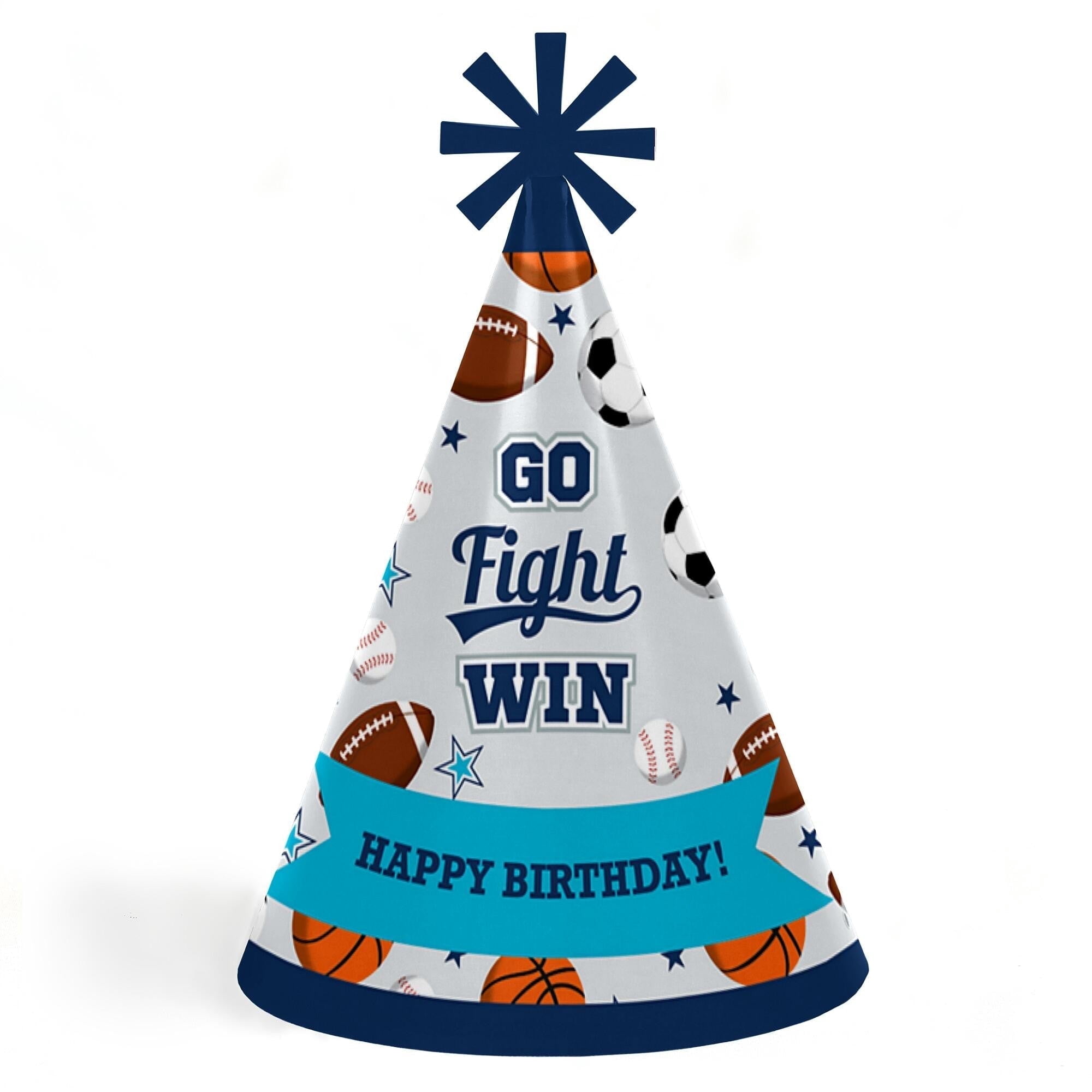 Big Dot of Happiness Go, Fight, Win - Sports - Cone Happy Birthday ...