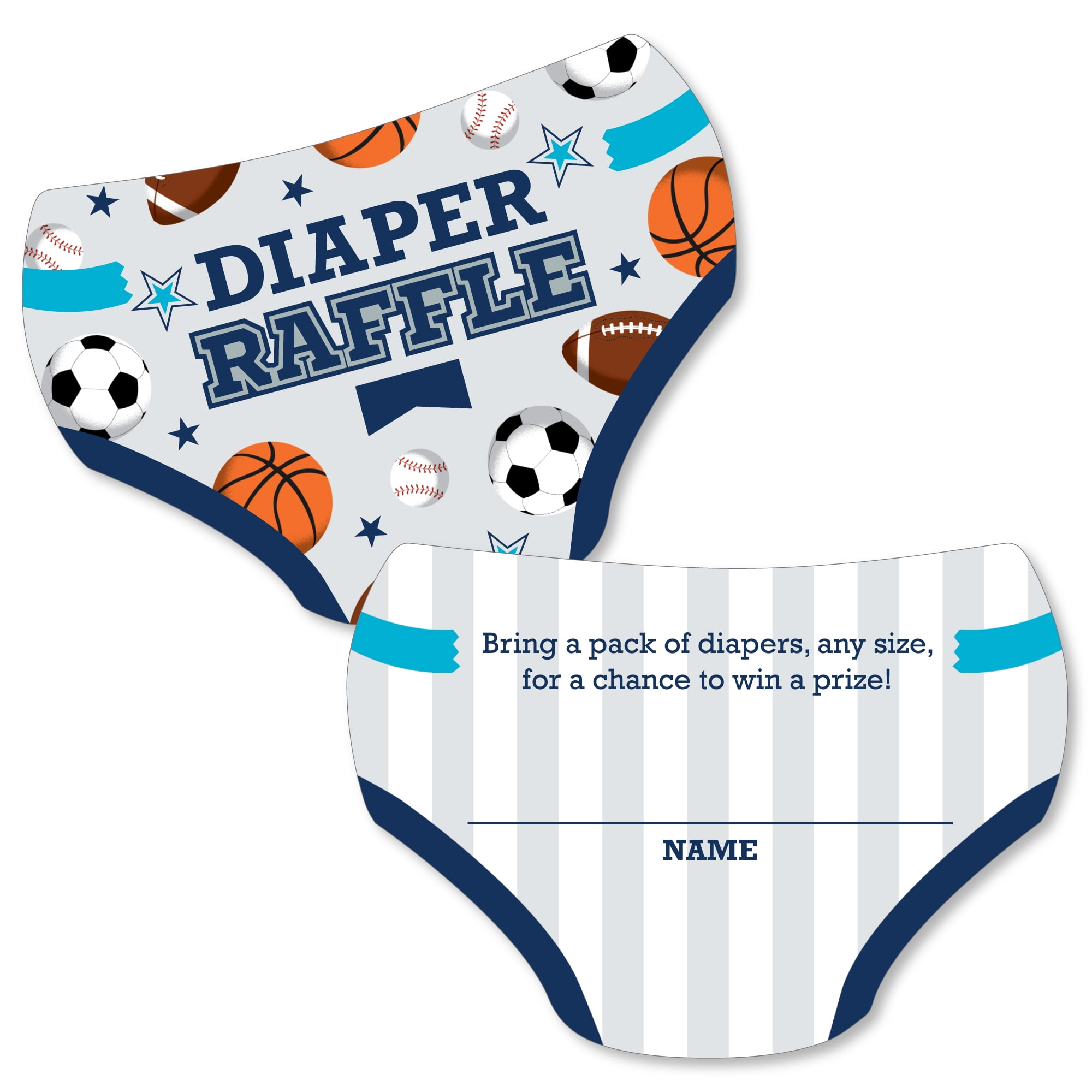 Big Dot of Happiness Go, Fight, Win - Sports - Diaper Shaped Raffle ...